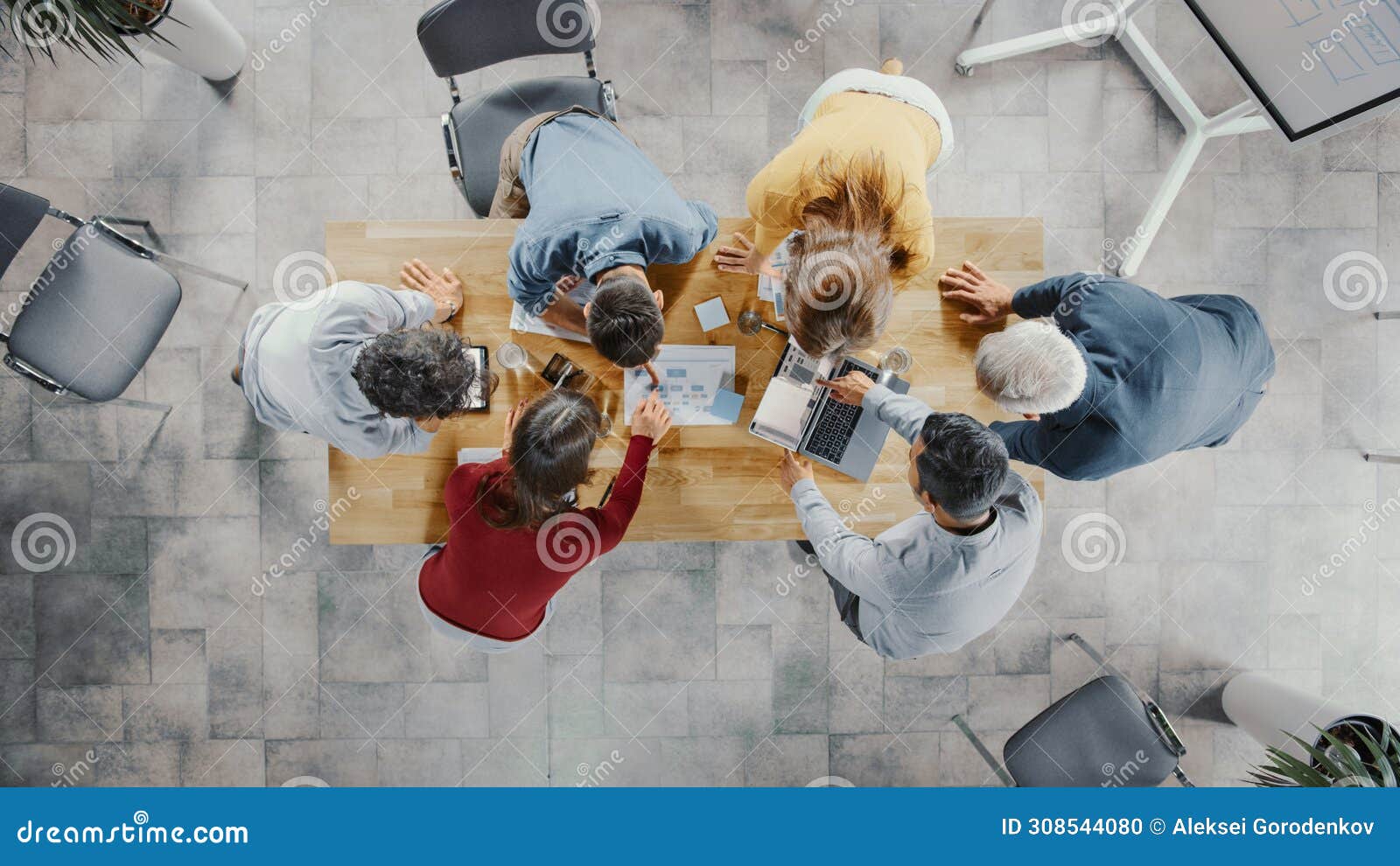 Startup Meeting Room: Team of Entrepreneurs Standing Around Conference ...