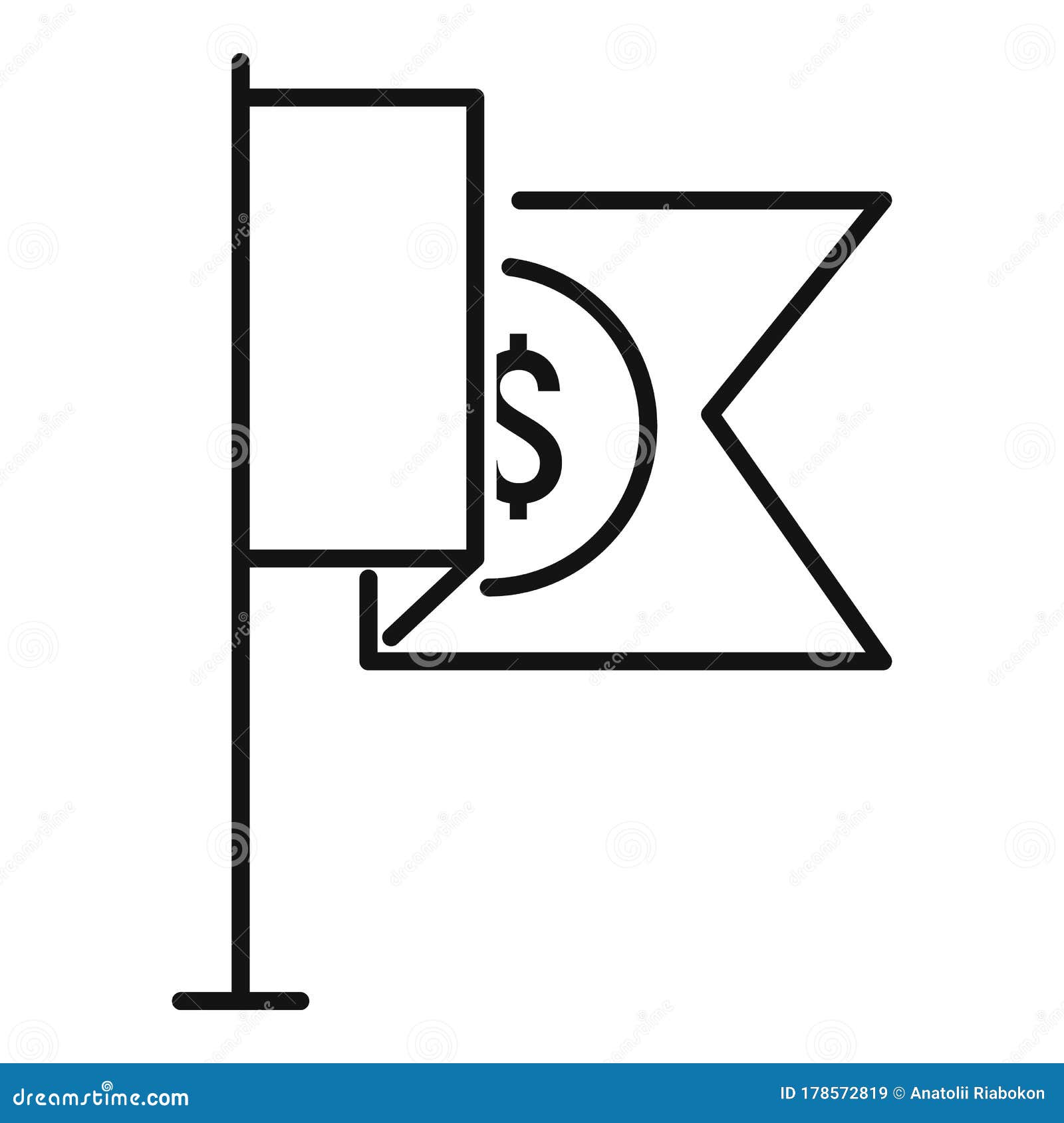 Startup Money Flag Icon, Outline Style Stock Vector - Illustration of ...