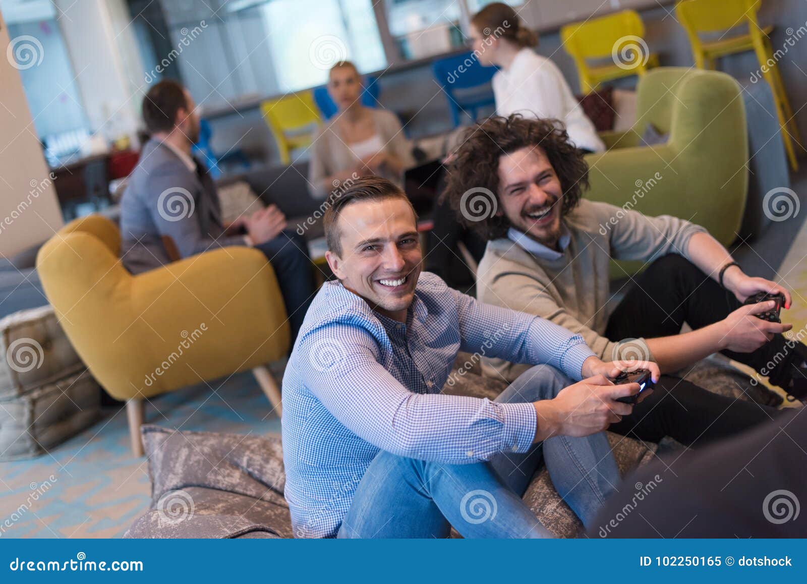 Startup Office Workers Playing Computer Games Stock Image - Image of ...
