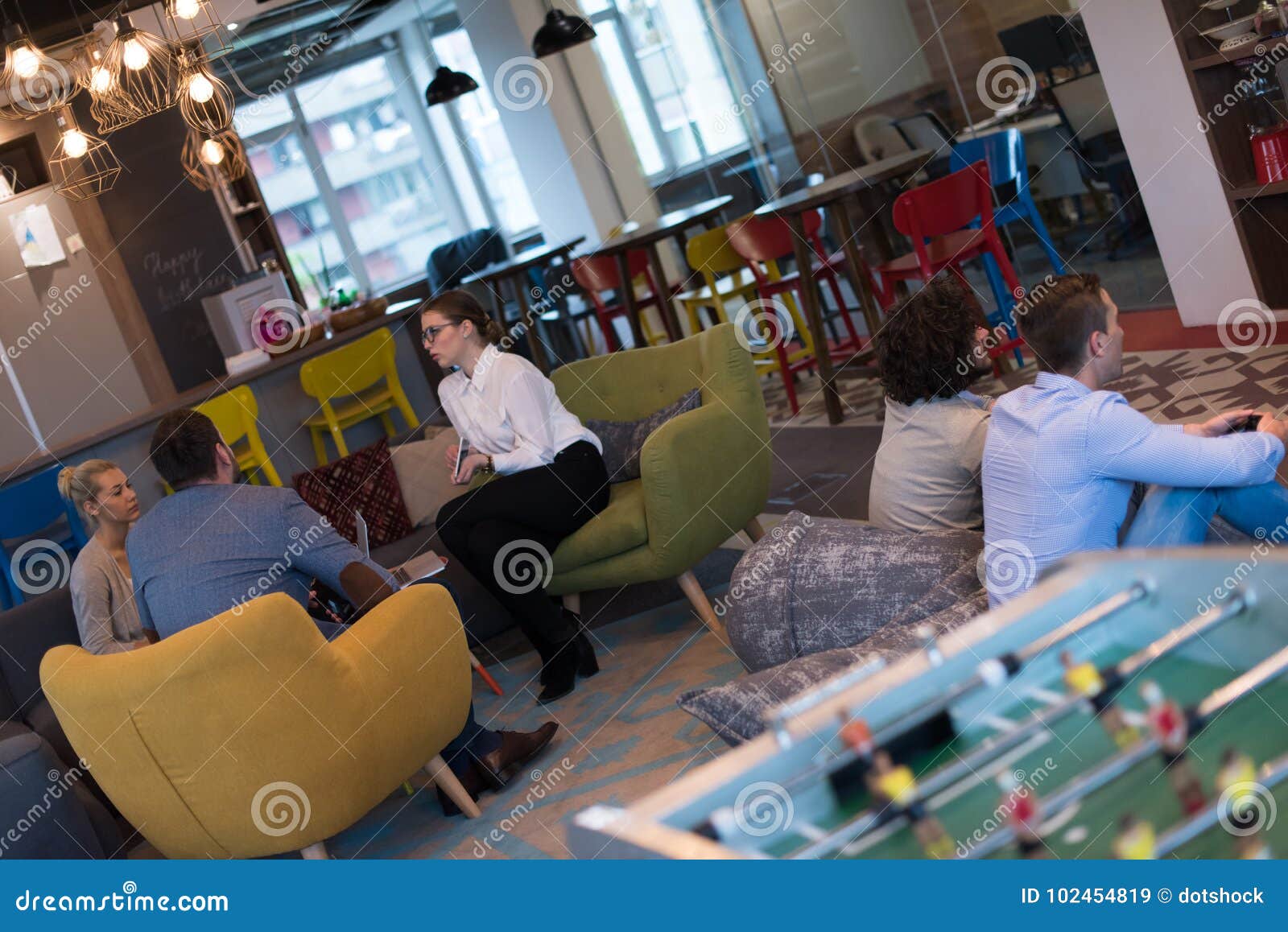 Startup Office Workers Playing Computer Games Stock Image - Image of ...