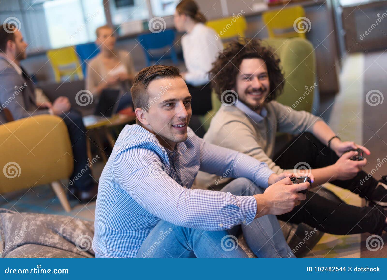 Startup Office Workers Playing Computer Games Stock Photo - Image of ...