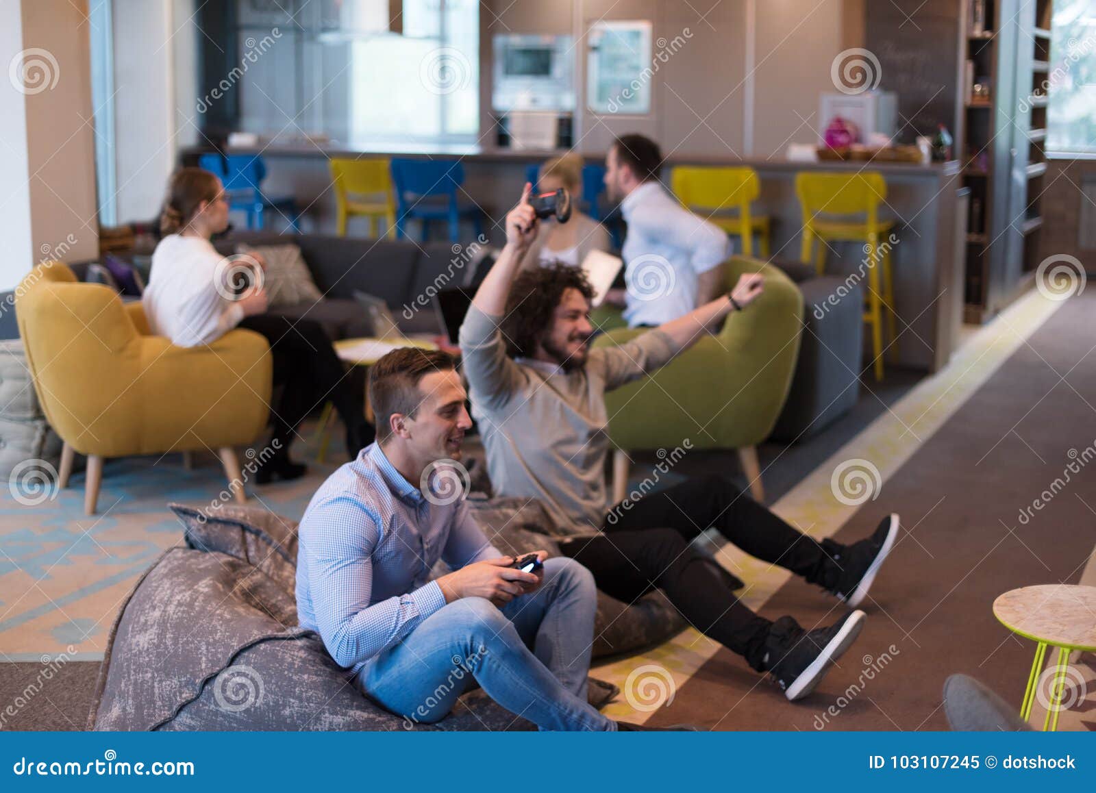 Startup Office Workers Playing Computer Games Stock Image - Image of ...