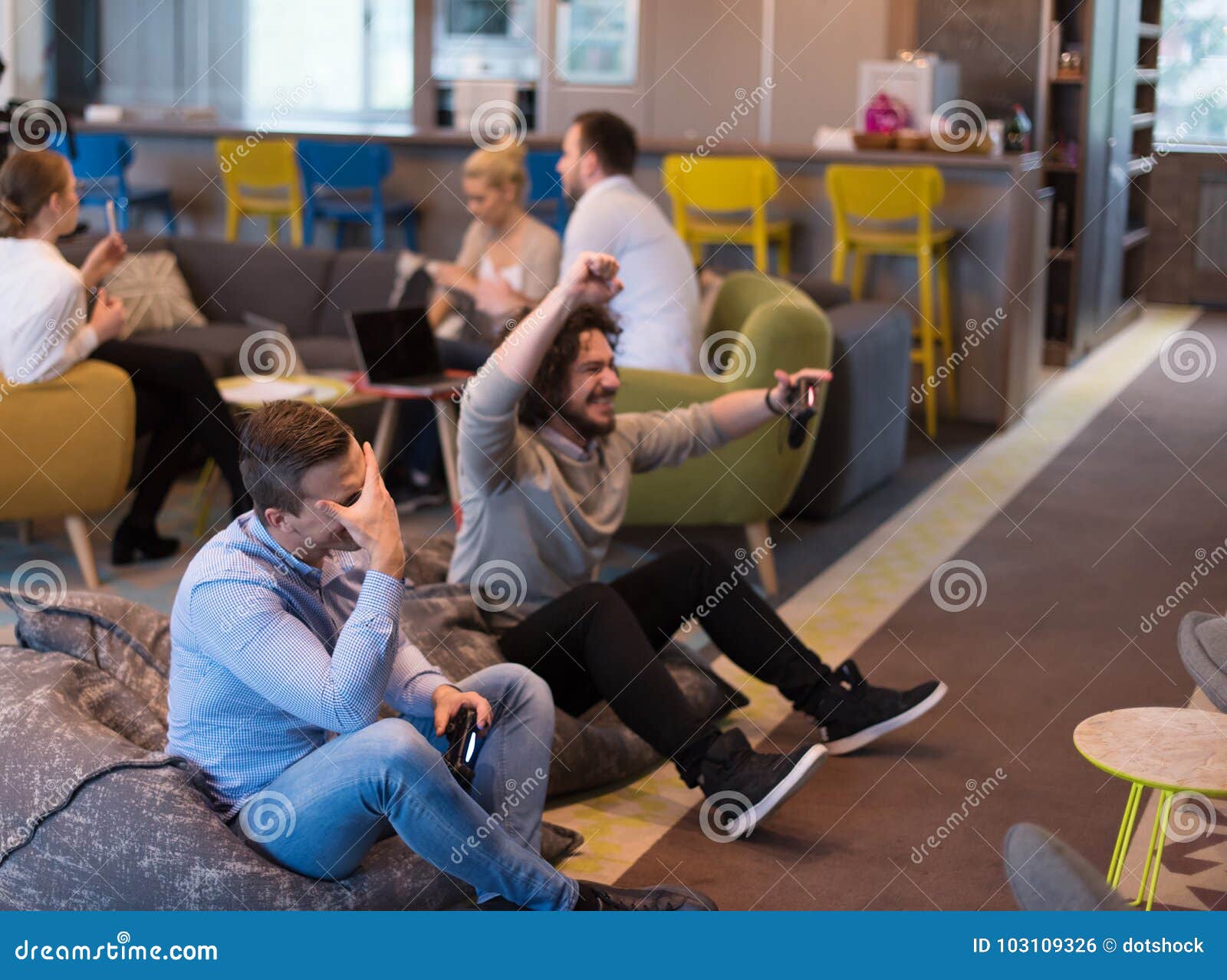 Startup Office Workers Playing Computer Games Stock Photo - Image of ...