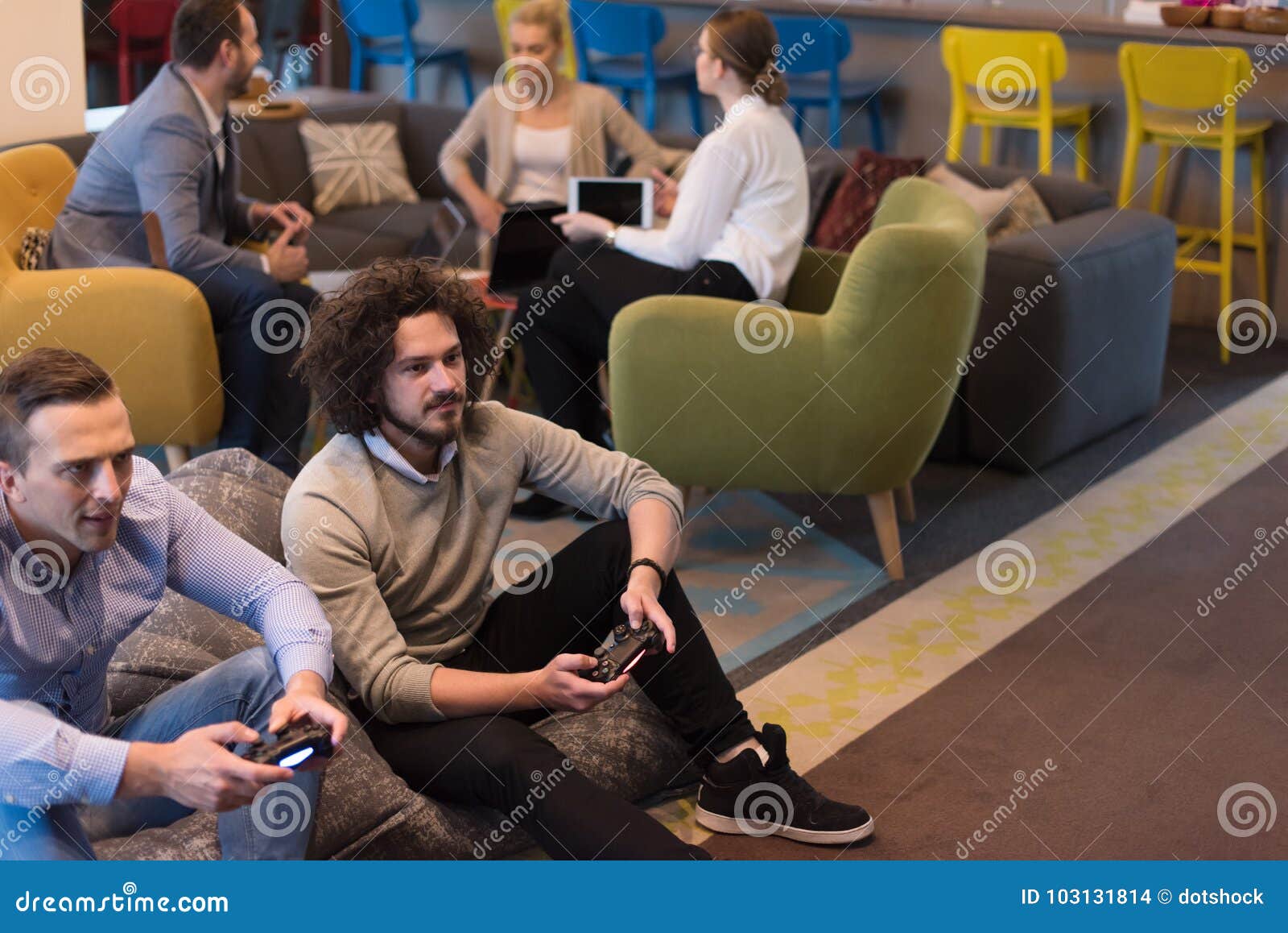 Startup Office Workers Playing Computer Games Stock Photo - Image of ...
