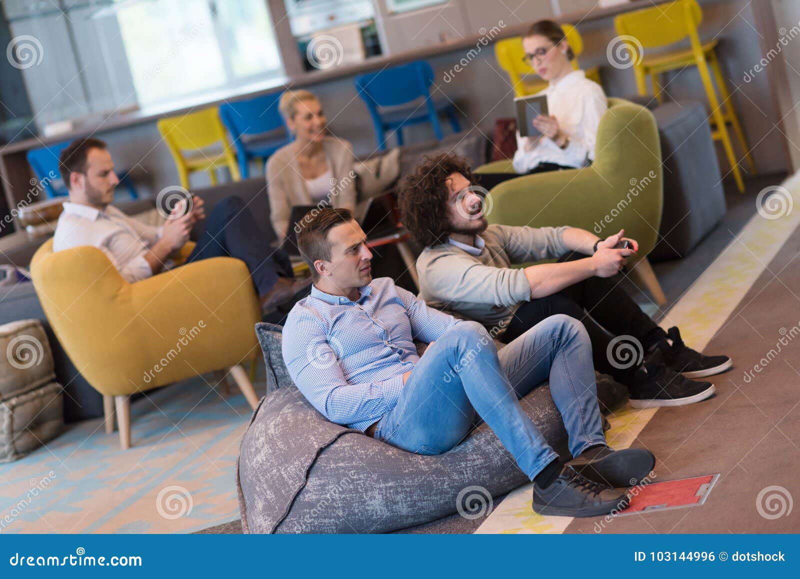 Startup Office Workers Playing Computer Games Stock Photo - Image of ...