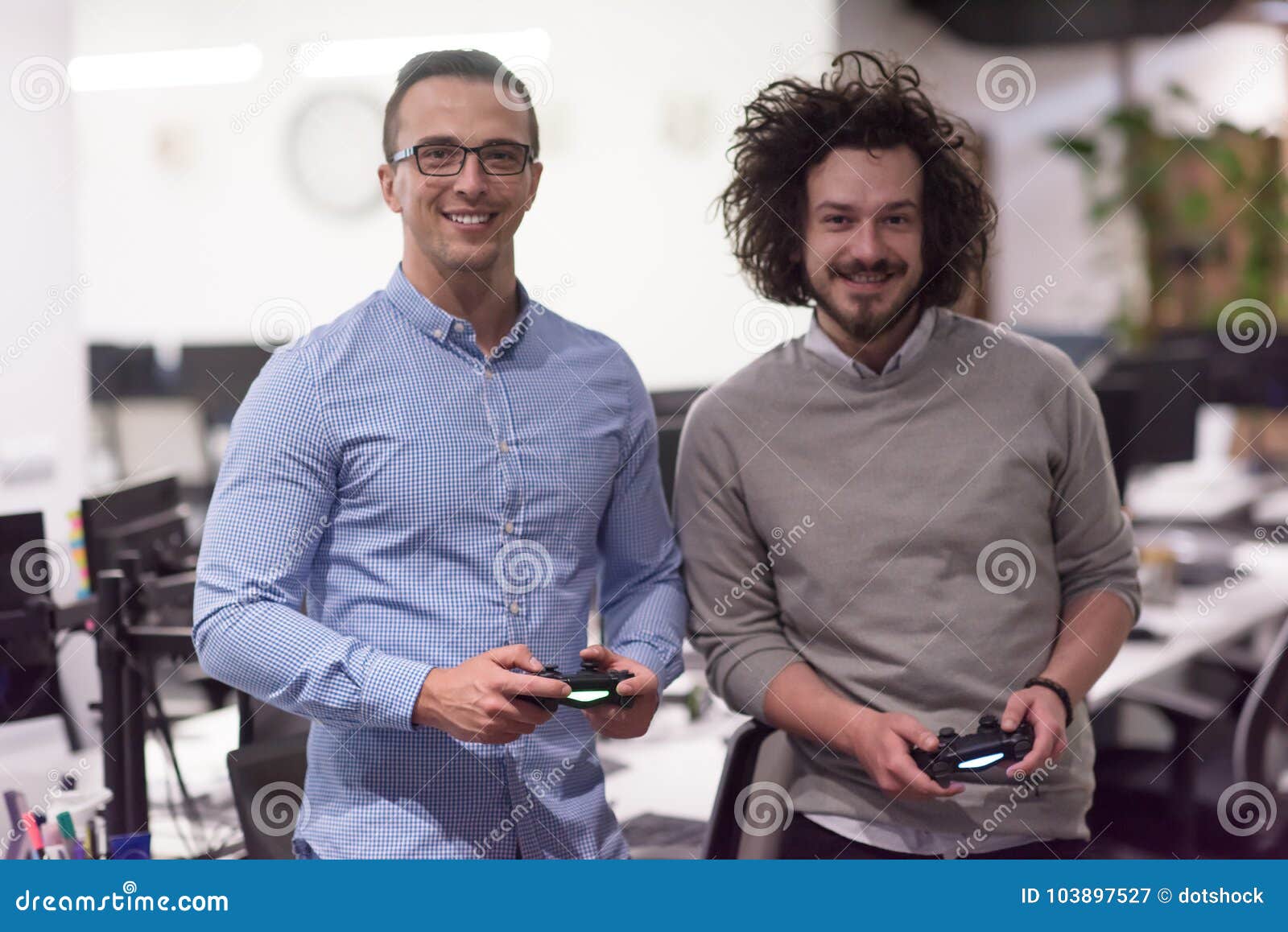 Startup Office Workers Playing Computer Games Stock Image - Image of ...