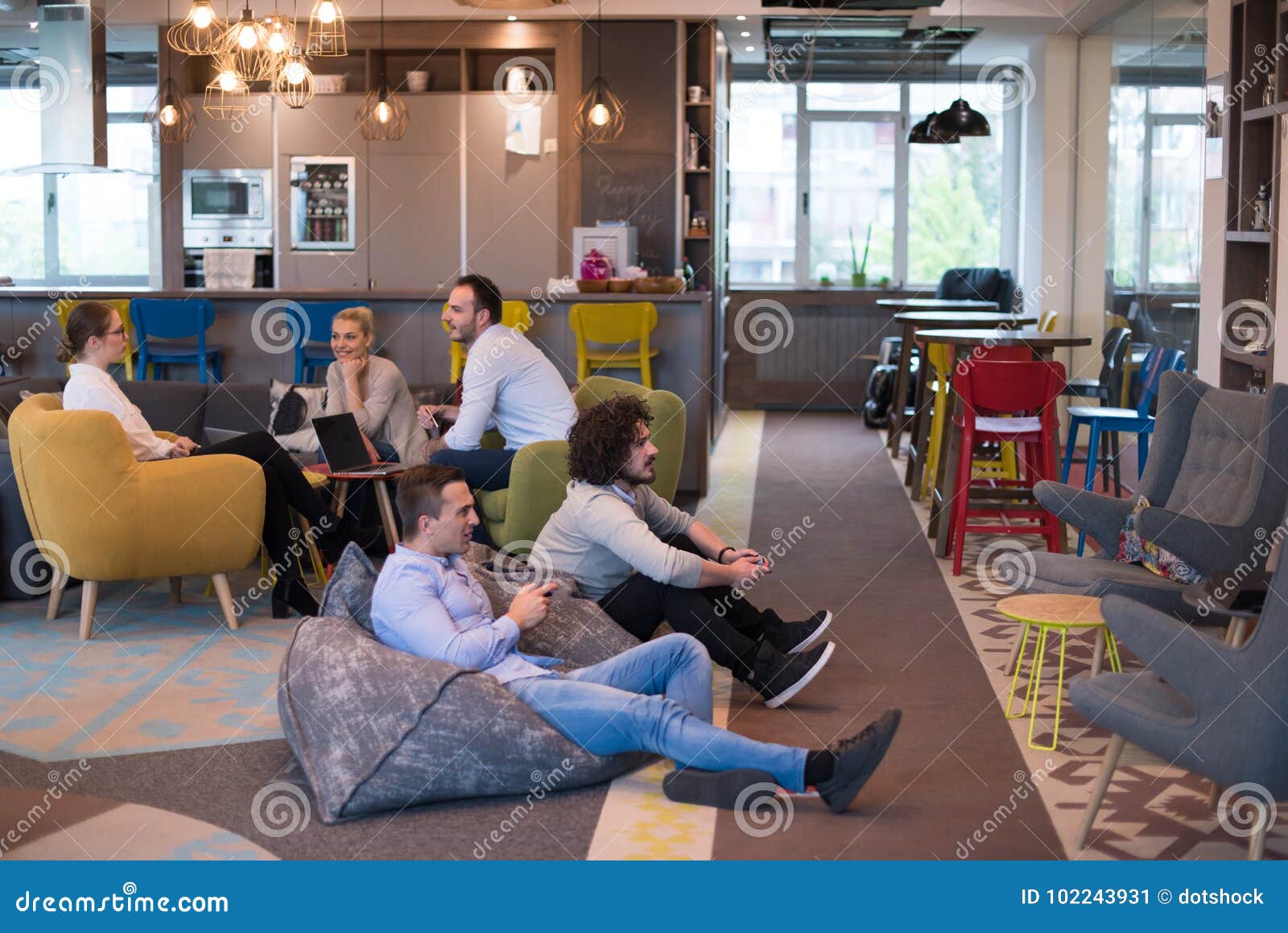Startup Office Workers Playing Computer Games Stock Image - Image of ...