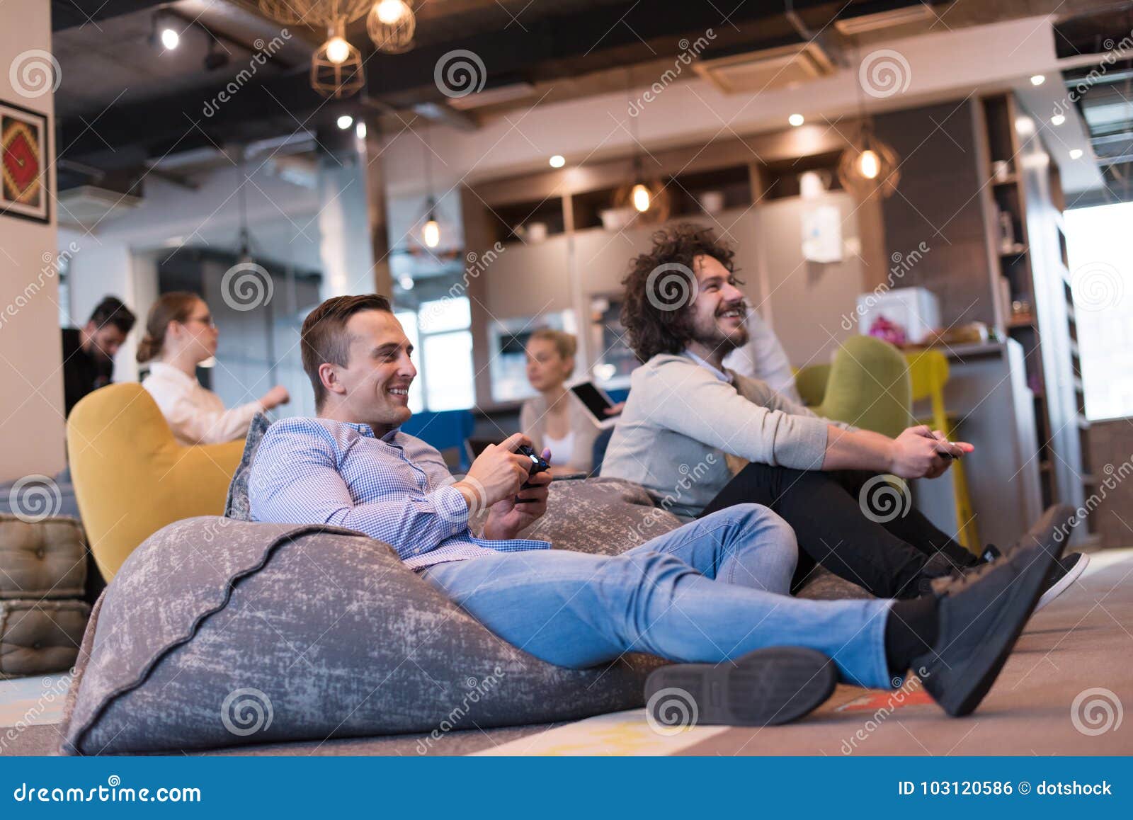Startup Office Workers Playing Computer Games Stock Photo - Image of ...