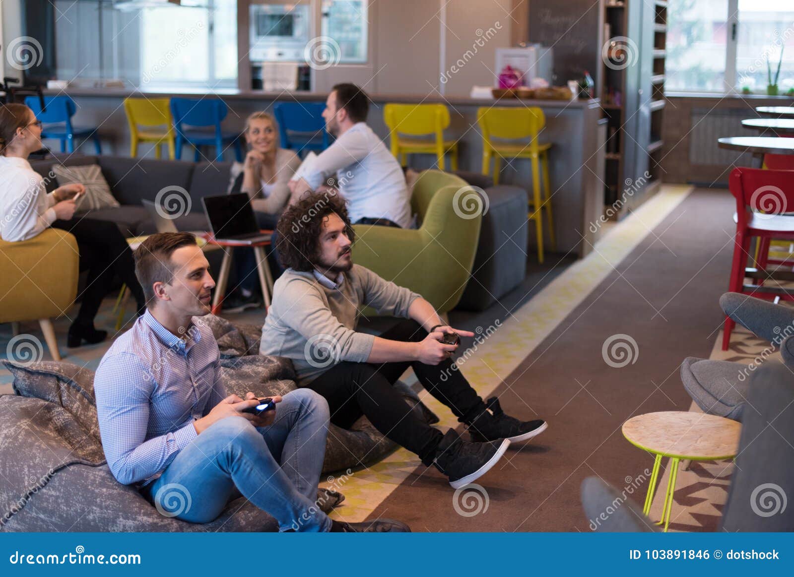 Startup Office Workers Playing Computer Games Stock Photo - Image of ...