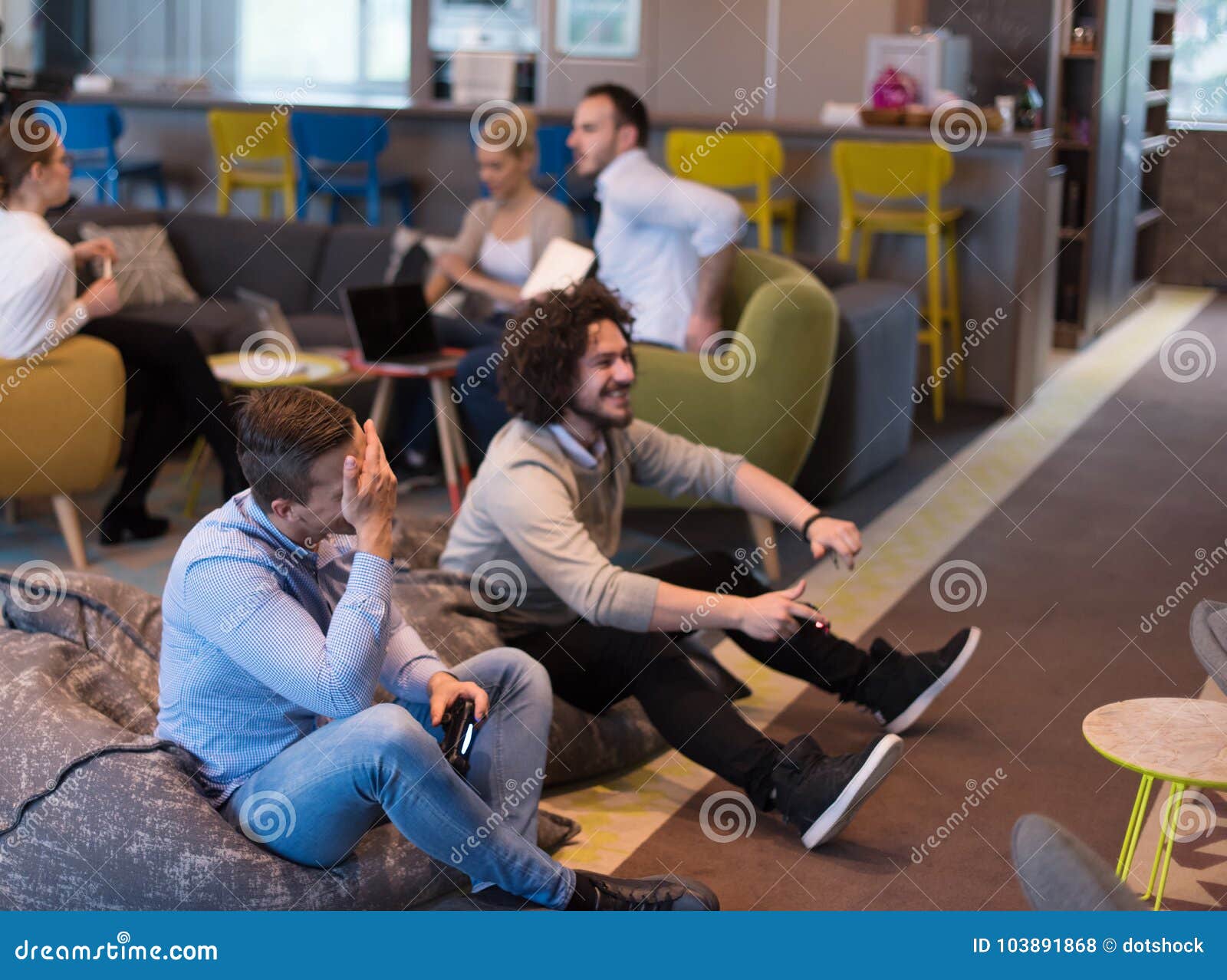 Startup Office Workers Playing Computer Games Stock Photo - Image of ...