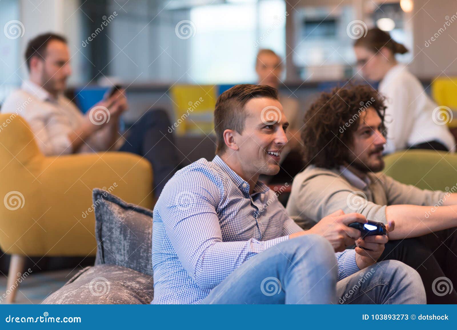 Startup Office Workers Playing Computer Games Stock Image - Image of ...