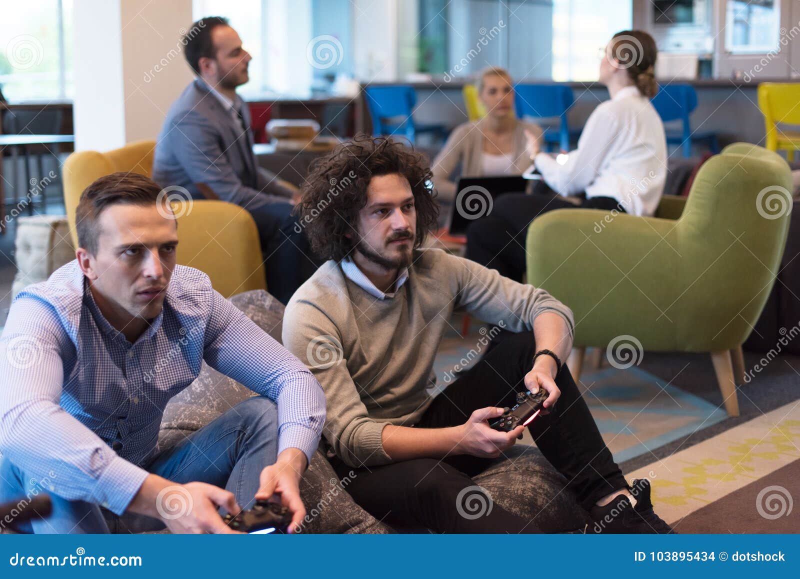 Startup Office Workers Playing Computer Games Stock Photo - Image of ...