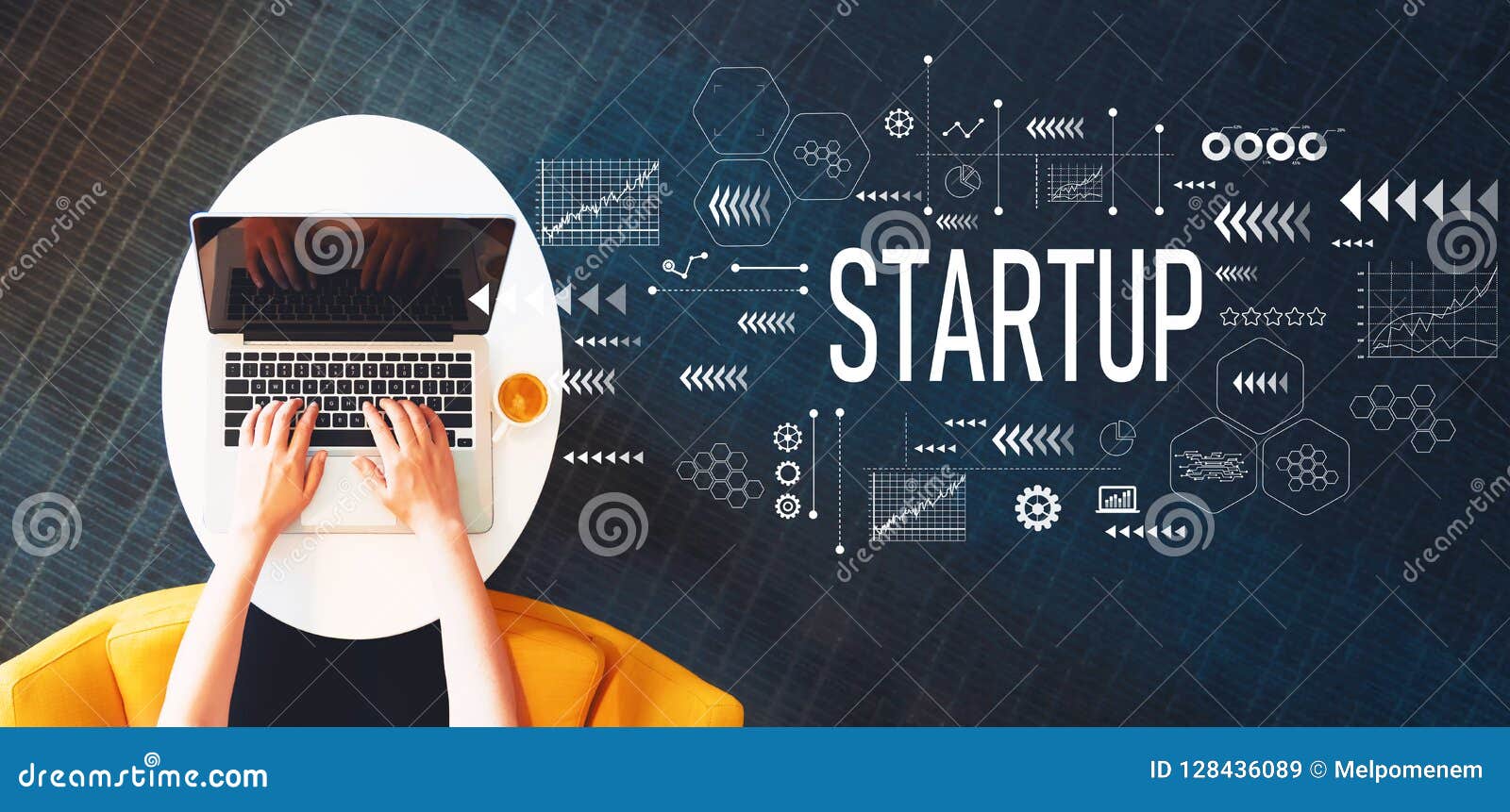 Startup with Person Using a Laptop Stock Image - Image of black, office ...