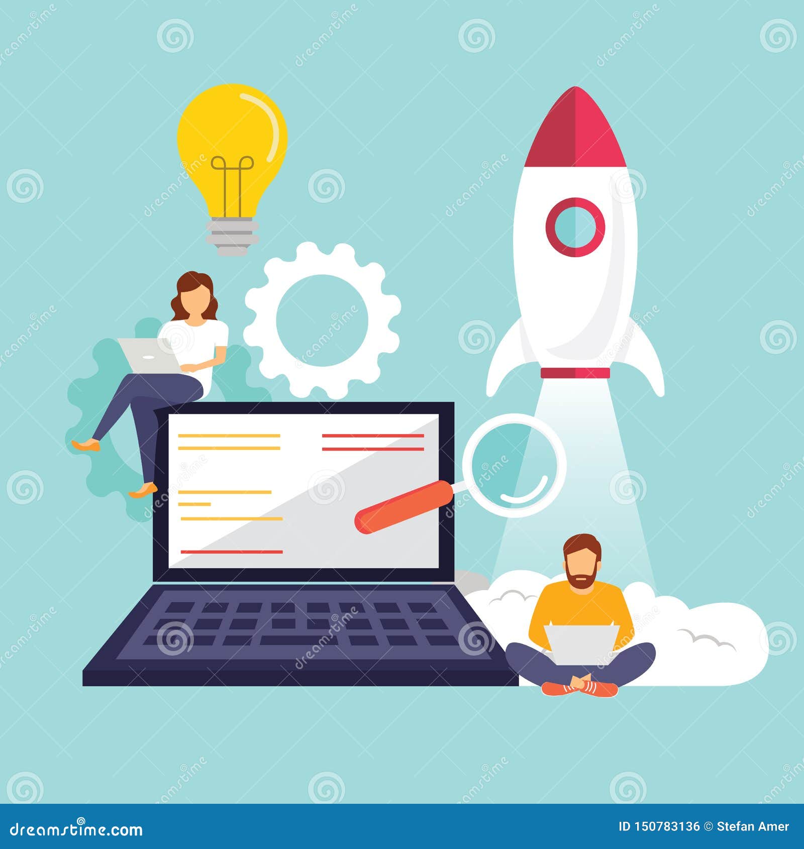 Startup, Programmer, Business Project, Idea, Project Management. Flat ...