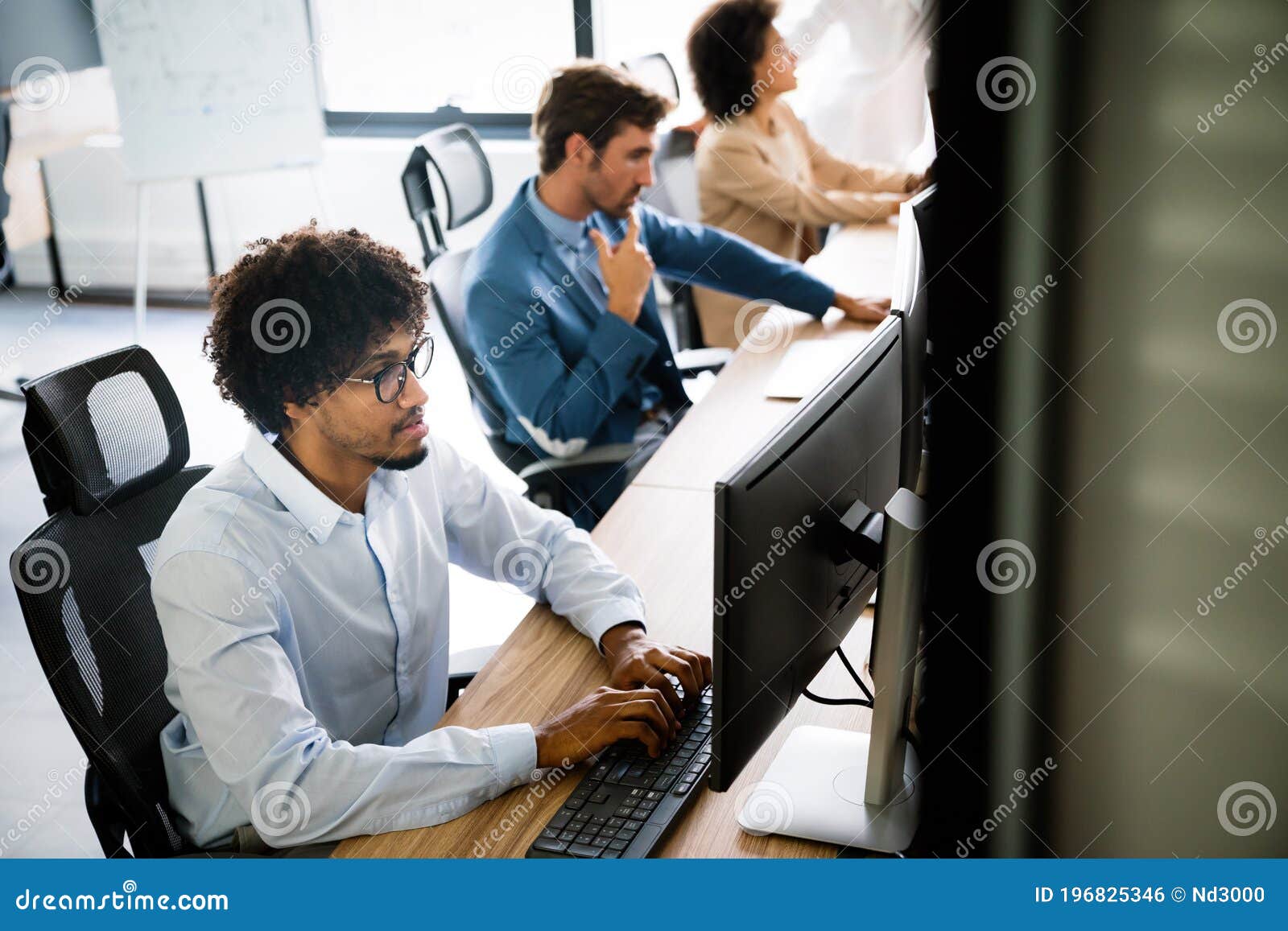 Startup Programmer People Group Working Everyday Job at Modern Office ...