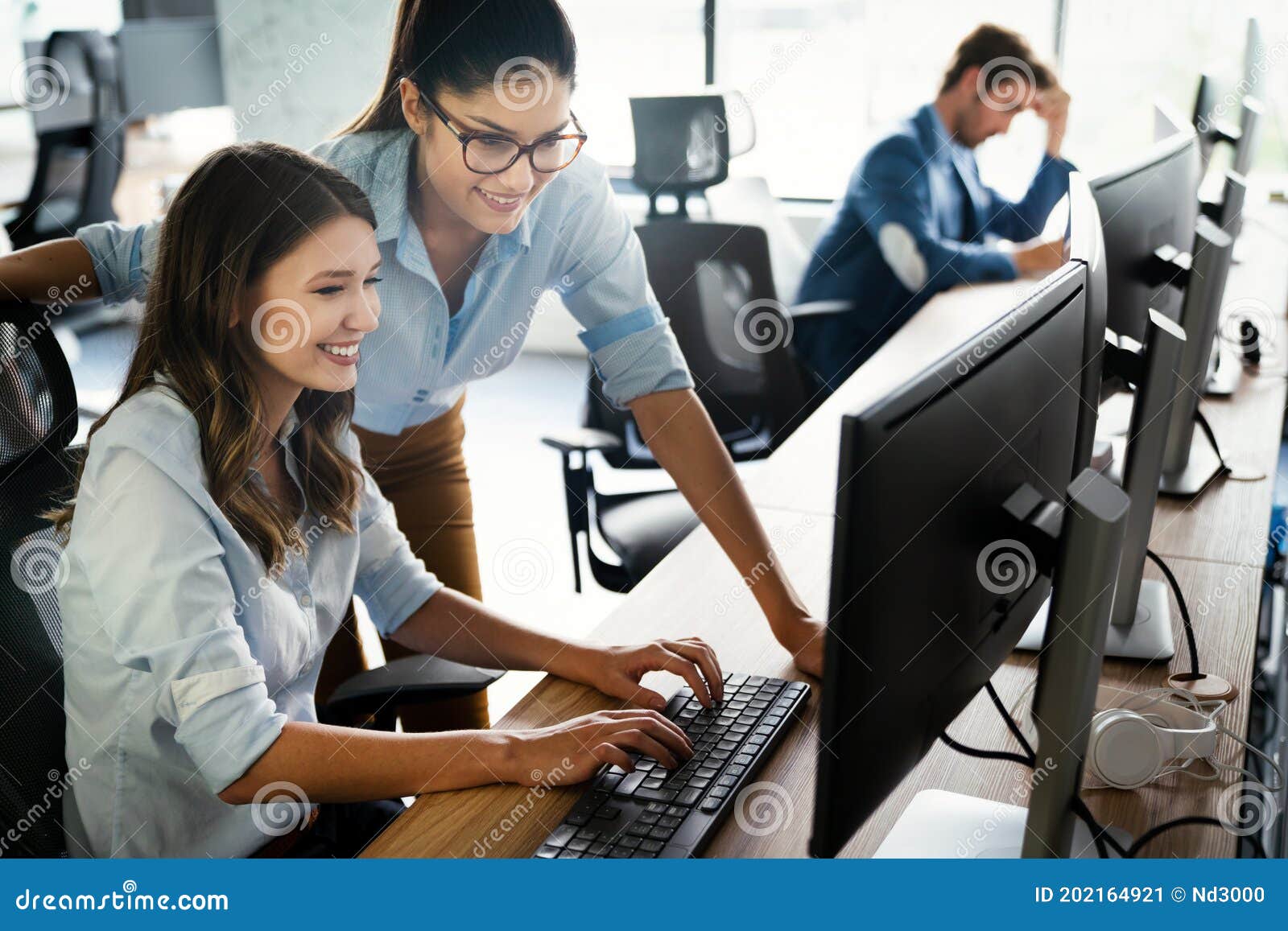 Startup Programmer People Group Working Everyday Job at Modern Office ...