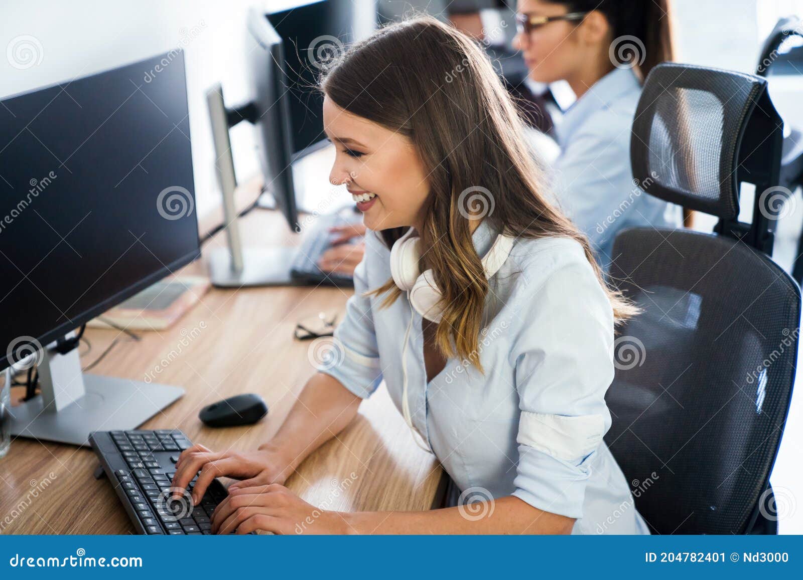 Startup Programmer People Group Working Everyday Job at Modern Office ...