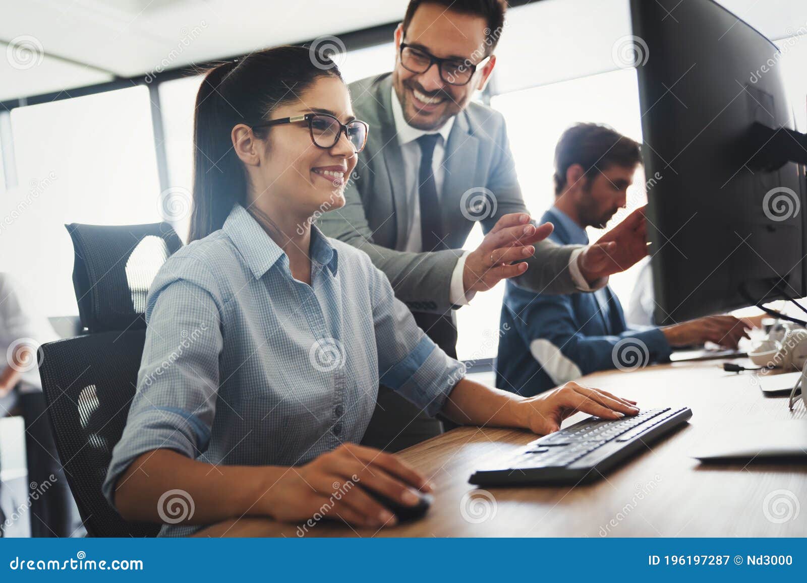 Startup Programmer People Group Working Everyday Job at Modern Office ...