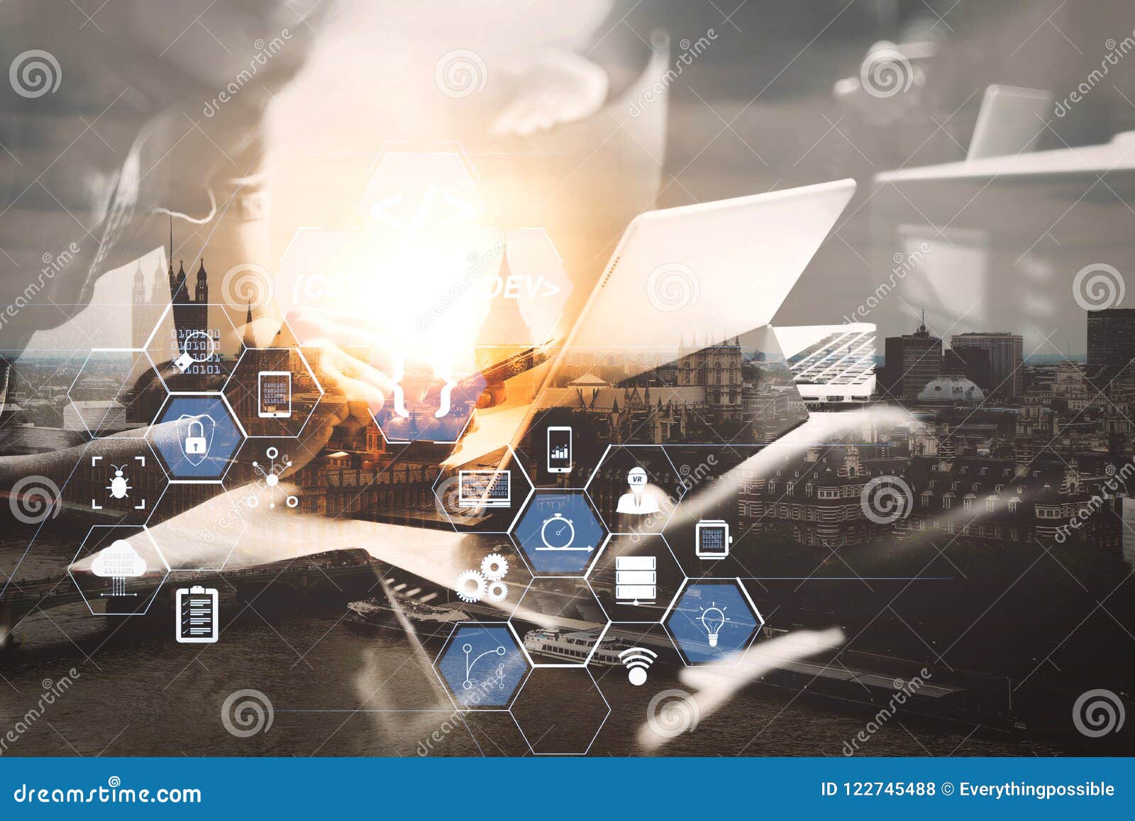 StartUp Programming Team. Website Designer Working Digital Table Stock ...