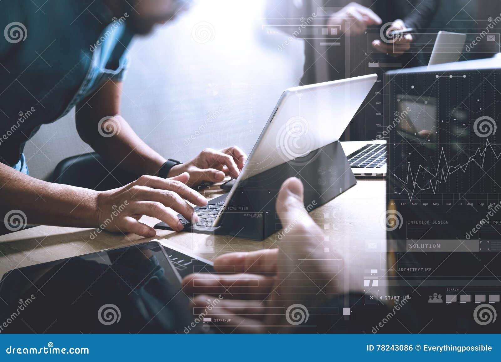 StartUp Programming Team. Website Designer Working Digital Table Stock ...