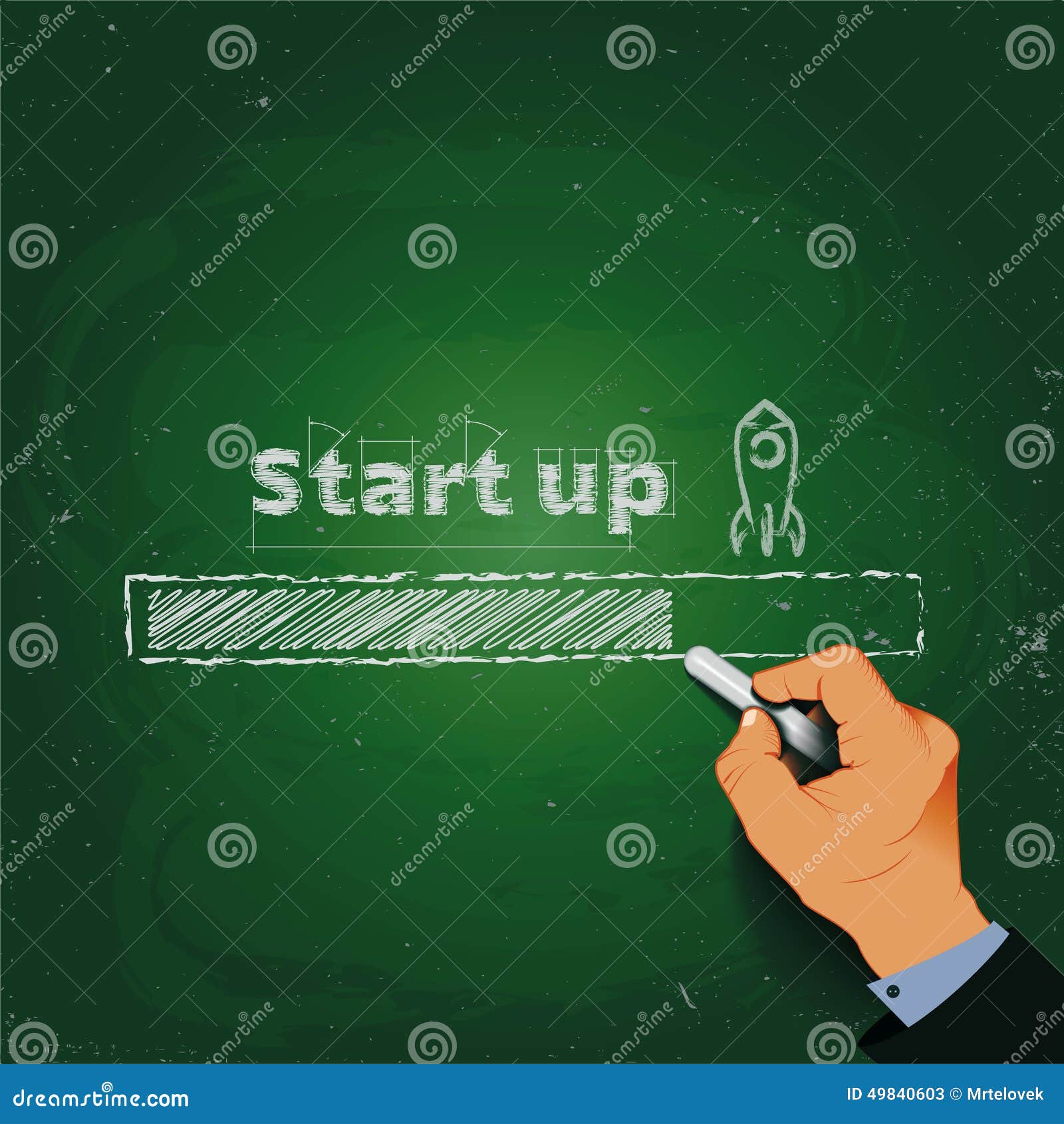 Startup Progress Bar 3d Hand on the Blackboard with Chalk Stock ...