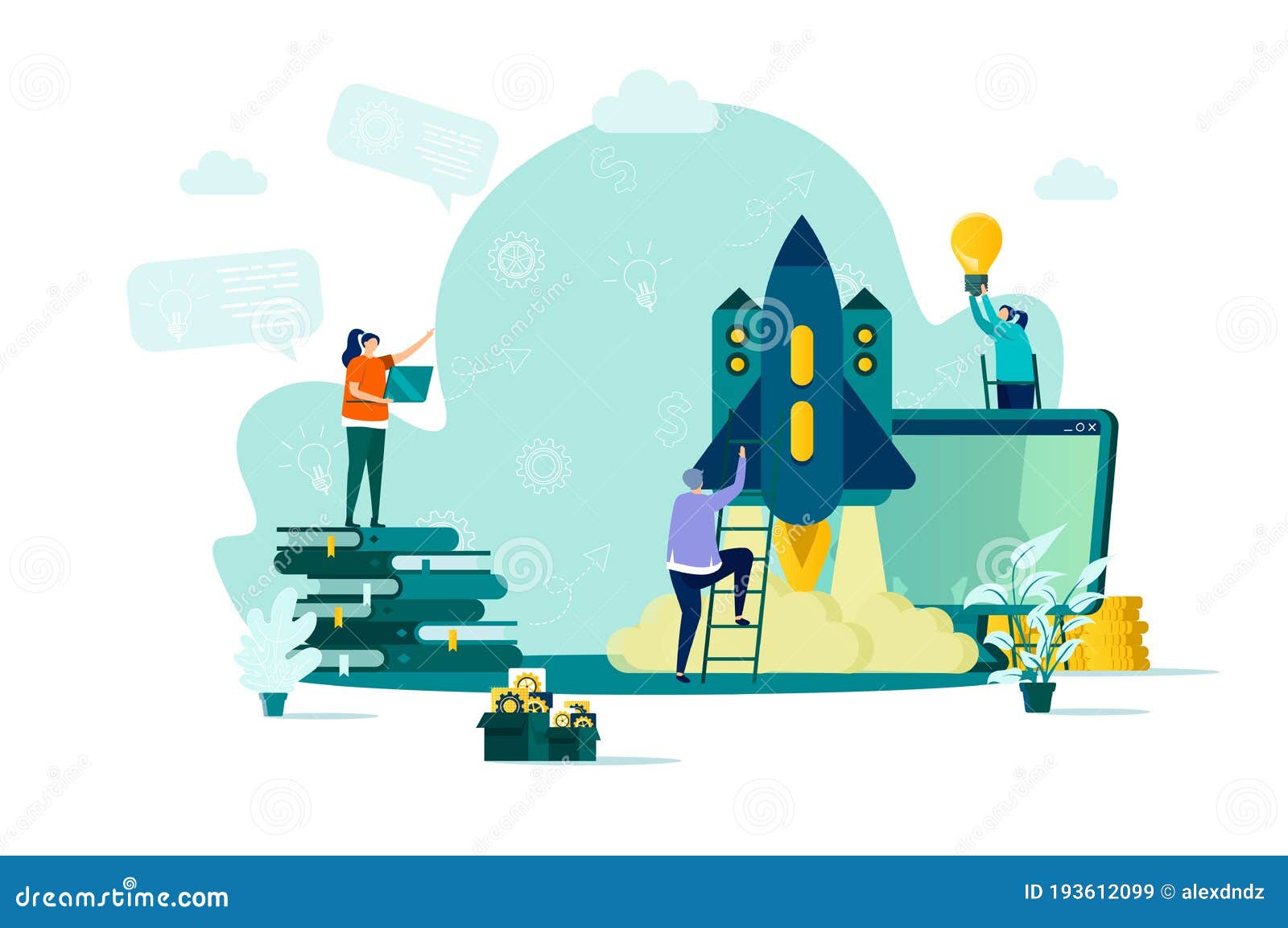 Project Concept Flat Line Design With Icons And Elements. Modern ...