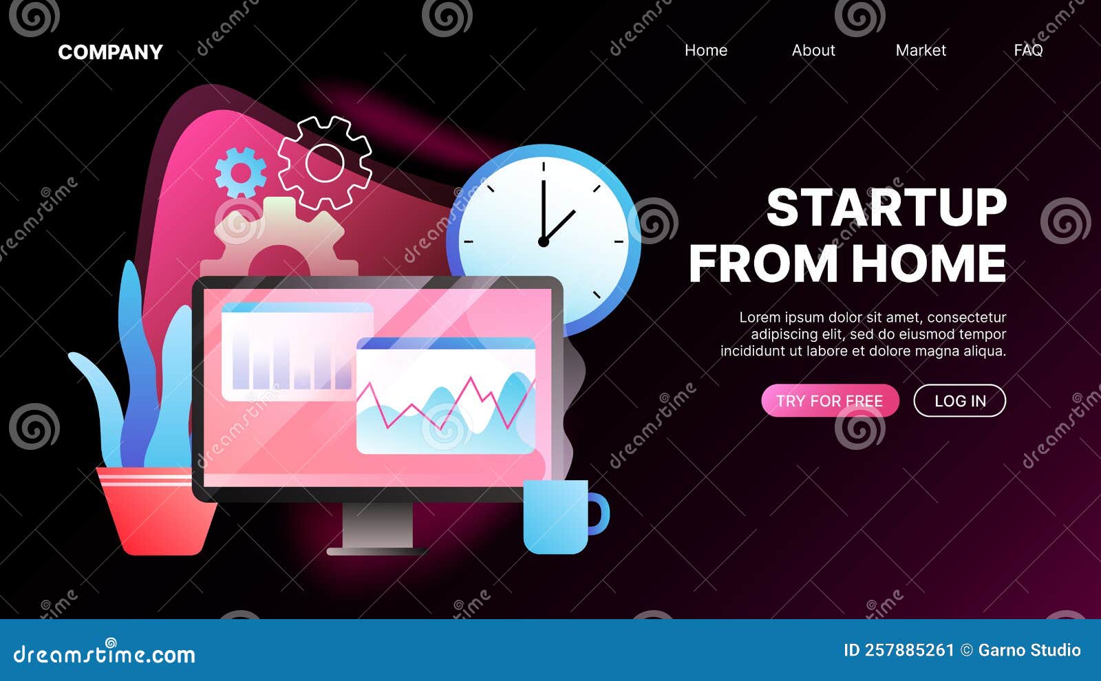 Startup Project Tools. Website Landing Page Mockup Stock Vector ...
