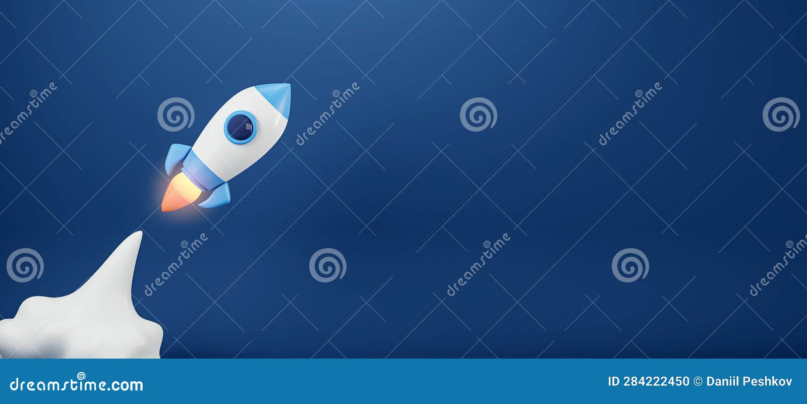 Startup and Promotion Concept with Launched Rocket and Empty Space for ...