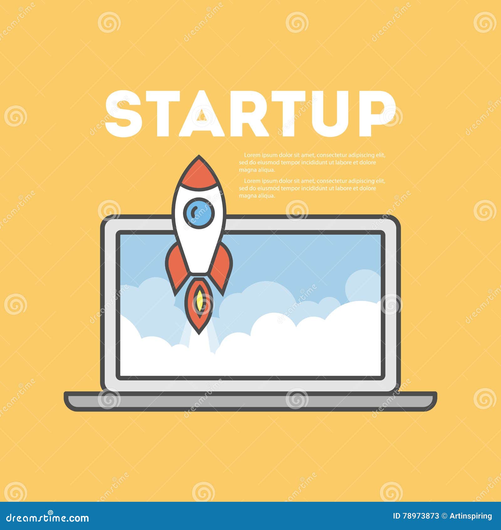 Startup rocket concept. stock vector. Illustration of launch - 78973873