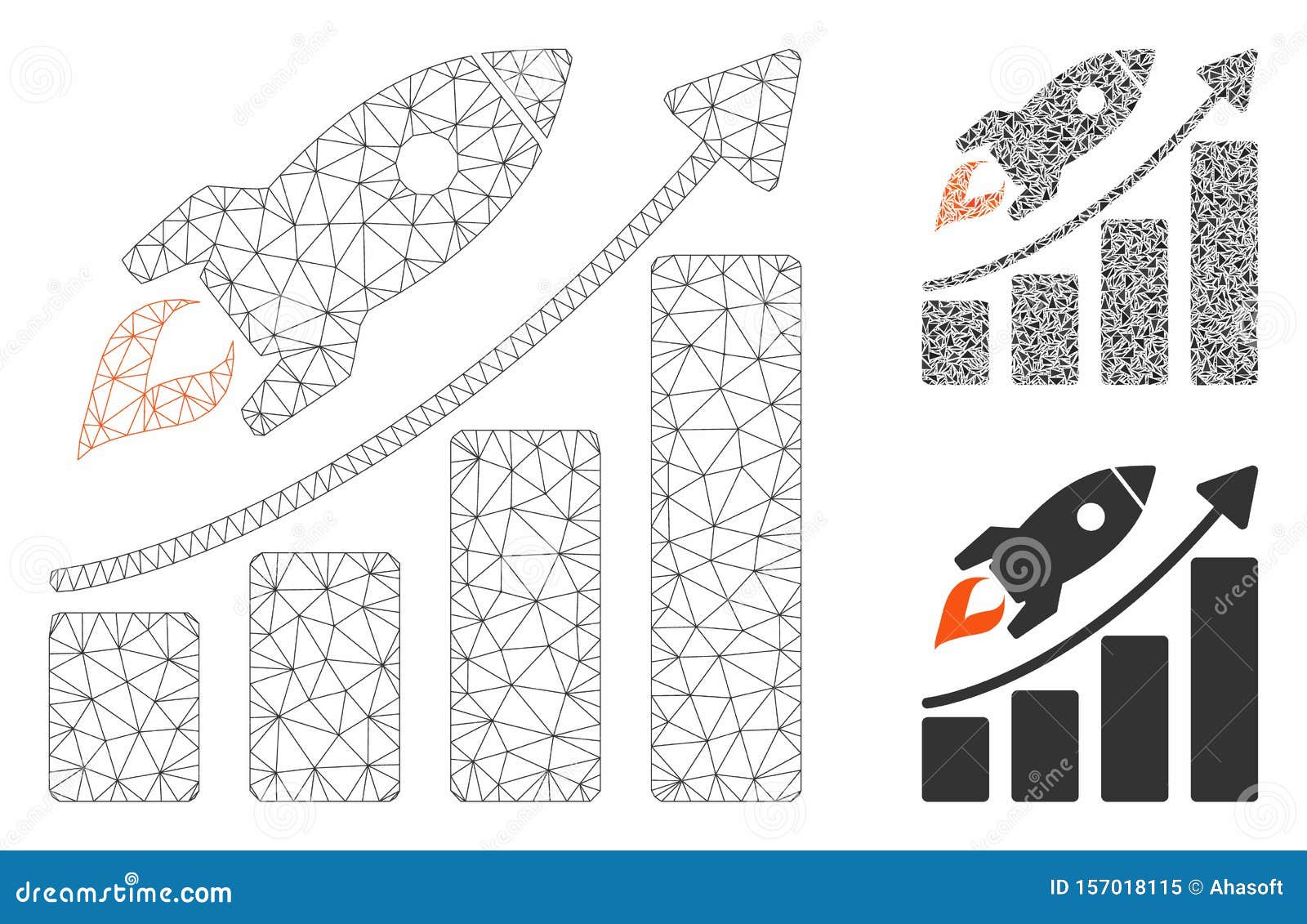 Startup Rocket Growth Chart Vector Mesh 2D Model and Triangle Mosaik ... Startup Rocket Growth Chart Vector Mesh 2D Model and Triangle Mosaik ...
