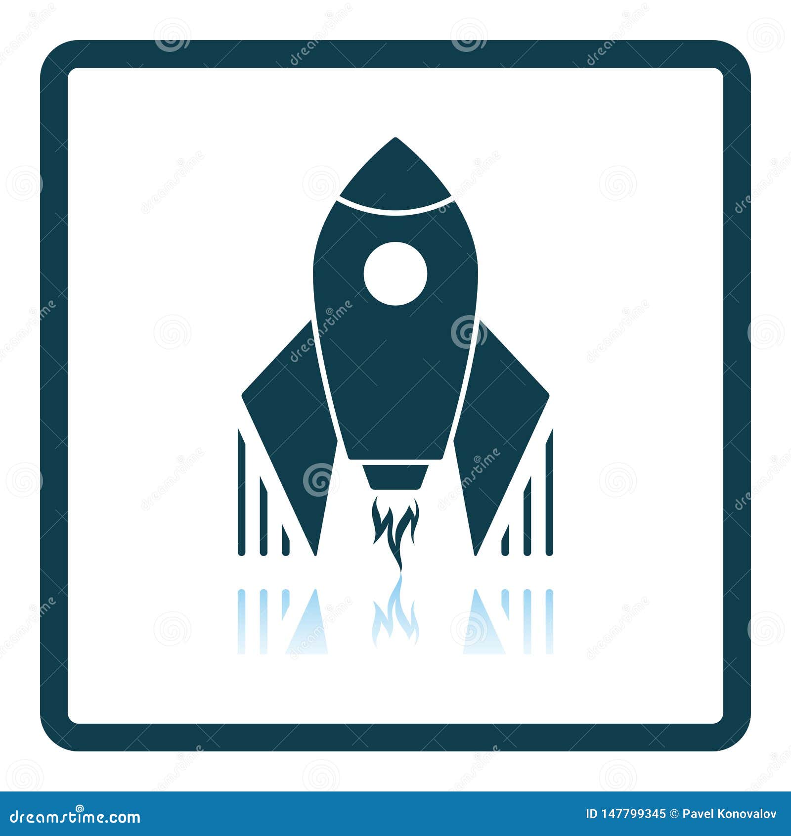 Startup Rocket Icon stock vector. Illustration of reflection - 147799345
