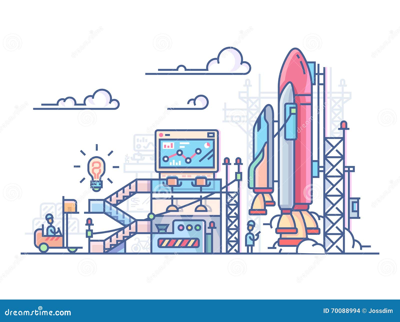 Startup Rocket, Development Plan And Creative Idea Icons Set ...