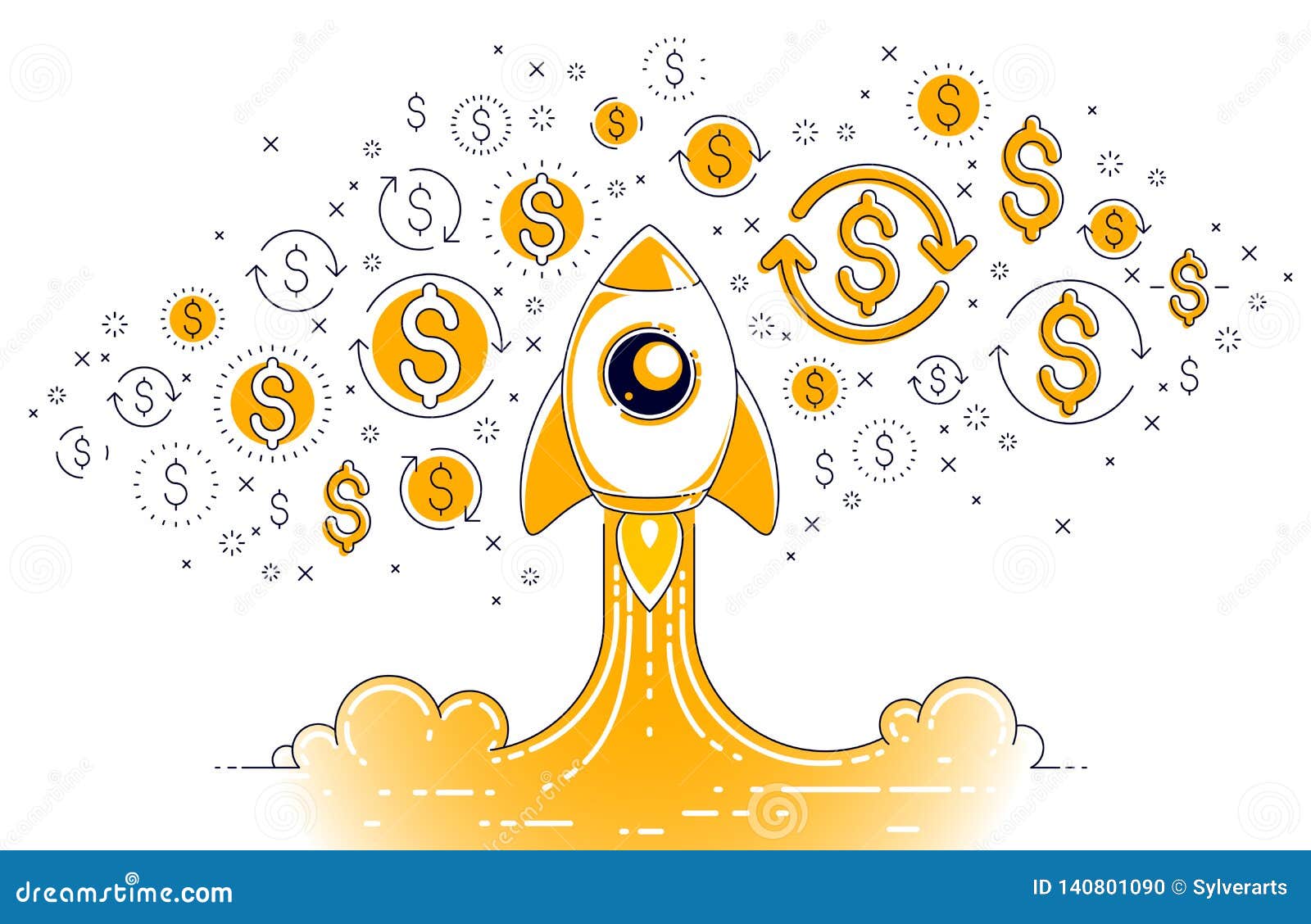 Startup Rockets Take Off, Space Rockets Flying Start Up Business ...