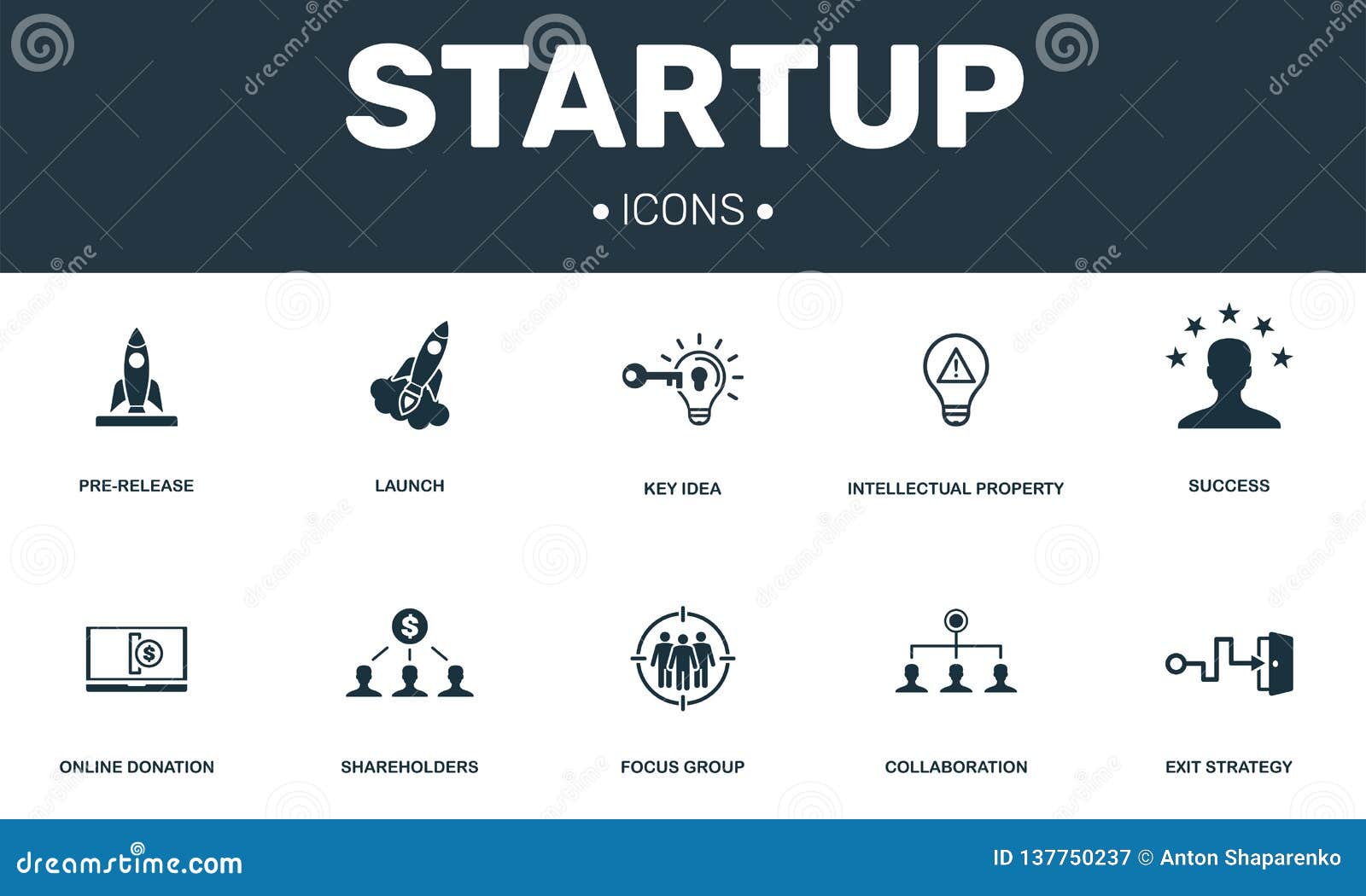 Startup Set Icons Collection. Includes Simple Elements Such As Pre ...