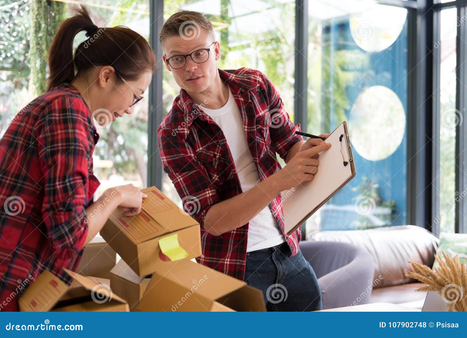 Startup Small Business Owner Working with Computer at Workplace. Stock ...