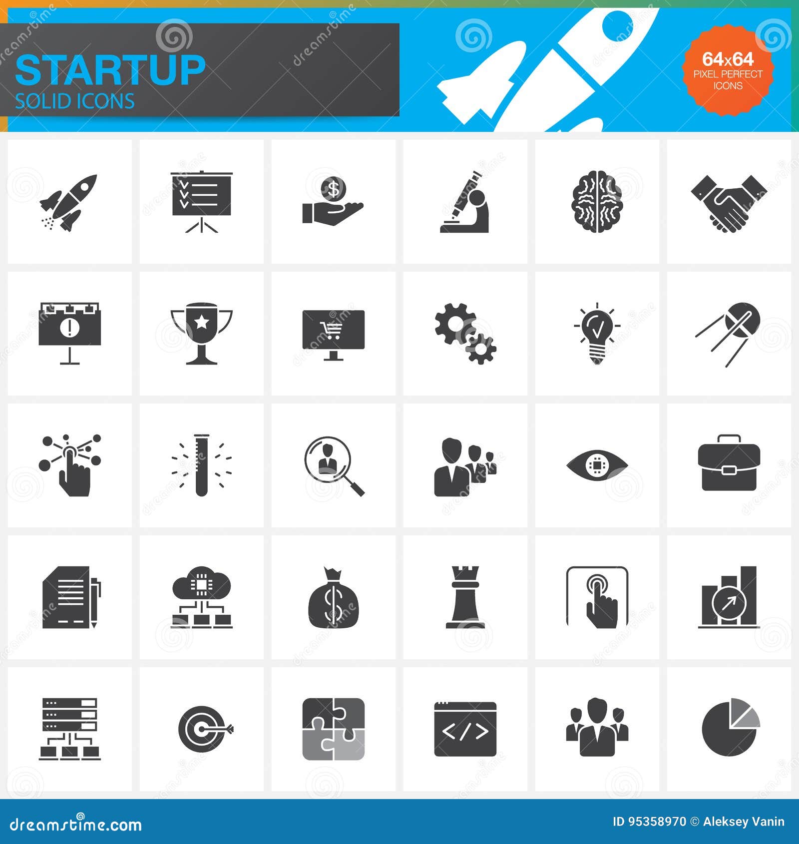 Startup Solid Icons Set, Modern Vector Symbol Collection Stock Vector - Illustration of ...