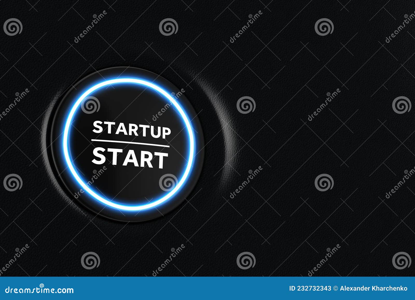 Startup Start Car Engine Button on a Modern Car Dashboard Interior. 3d ...