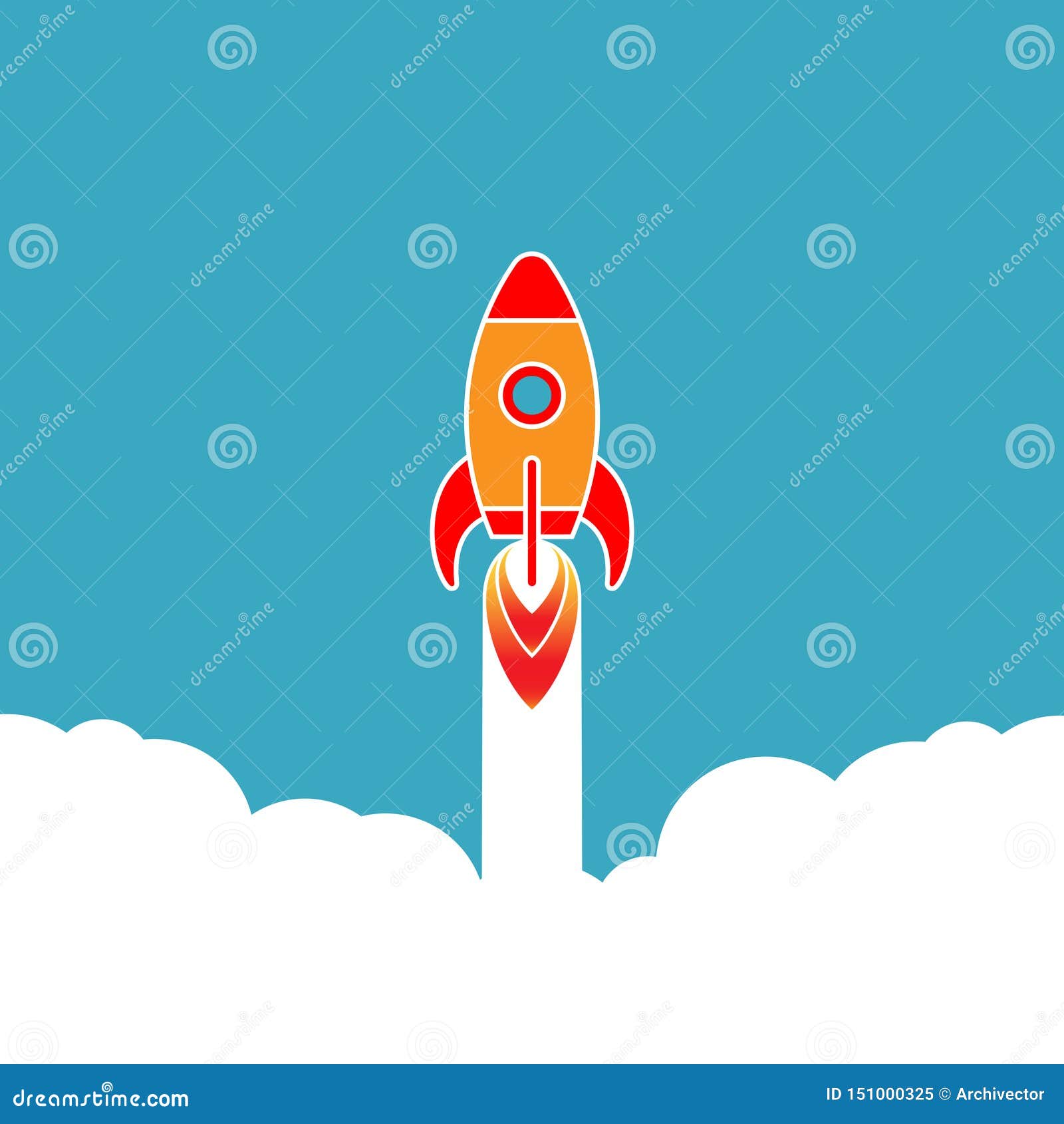 Startup rocket in space. stock vector. Illustration of future - 151000325