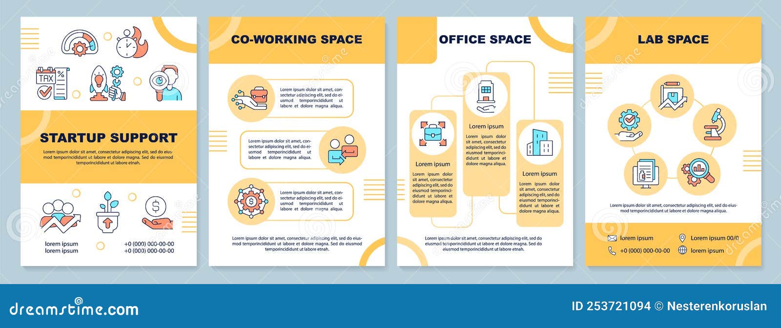 Startup Support Orange Brochure Template Stock Vector - Illustration of ...