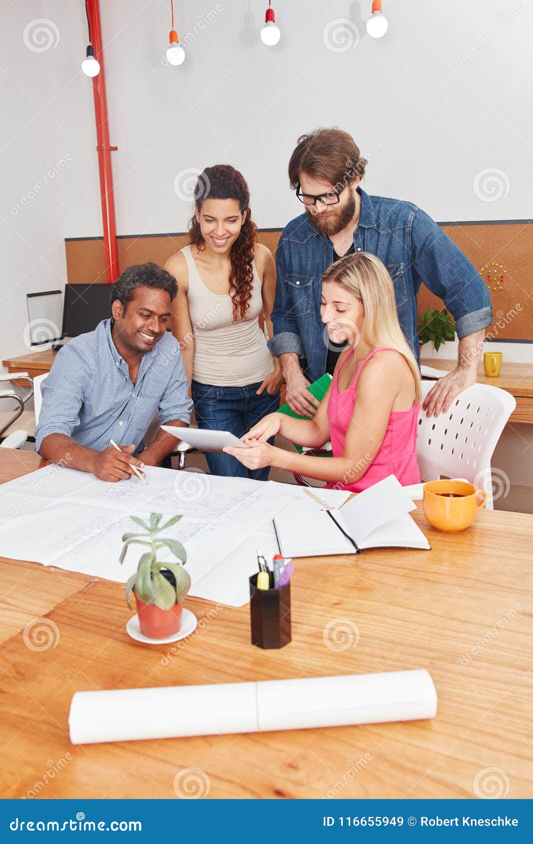 Startup Team Discussing Project Stock Image - Image of communication ...