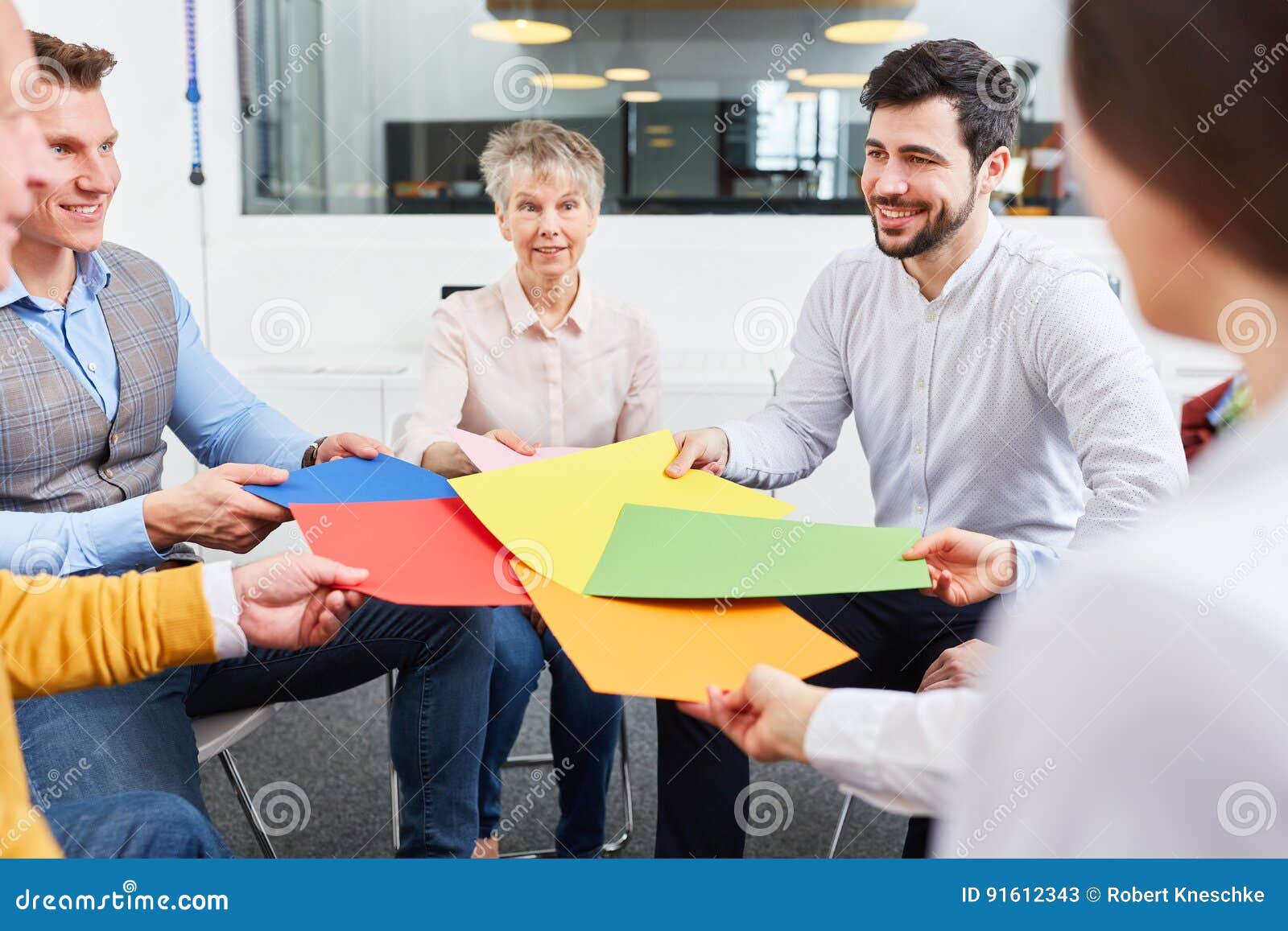 Startup Team Makes Exercise for Teambuilding Stock Image - Image of ...