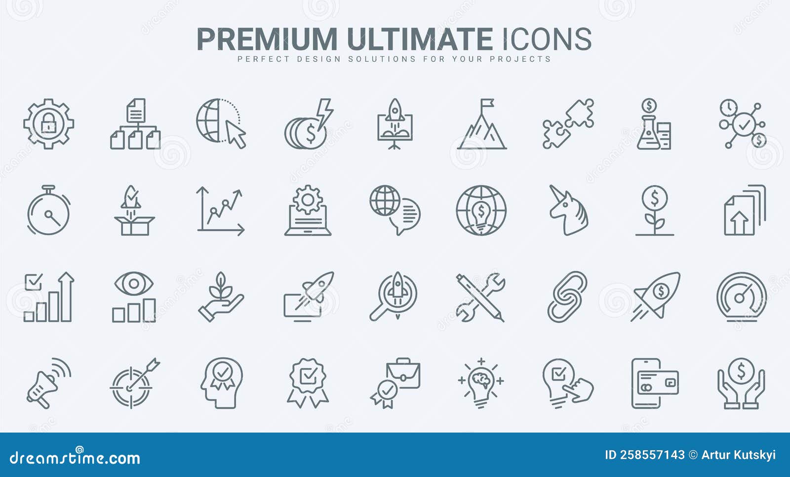 Startup Technology, Project Development Thin Line Icons Set, Success ...
