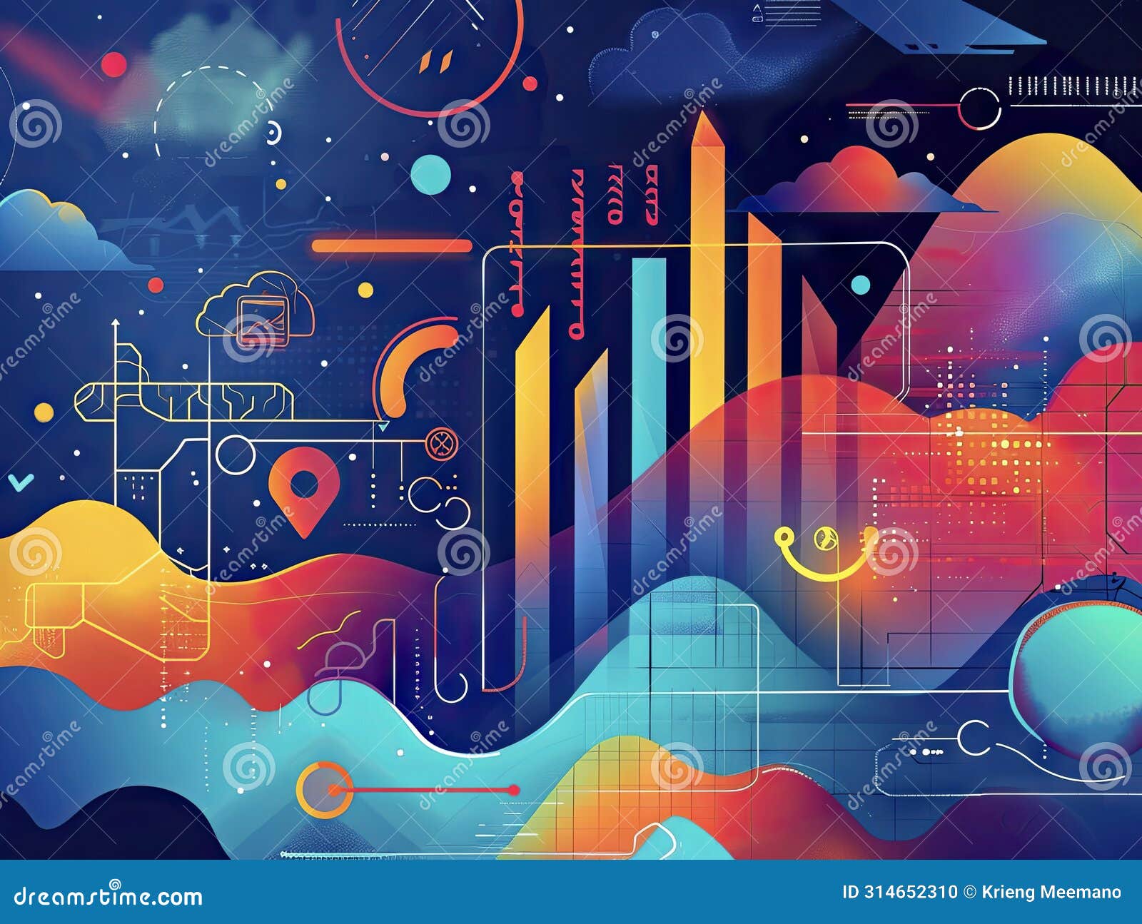 Visualizing Fintech Success Dynamic Abstract Depiction of Innovative ...