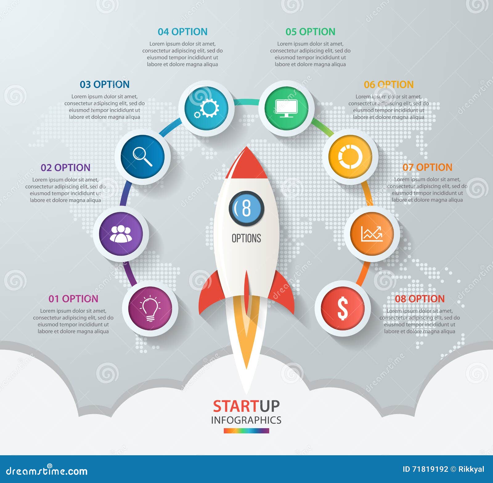 Startup Vector Infographic. Rocket Launch. Presentation Slide Template ...