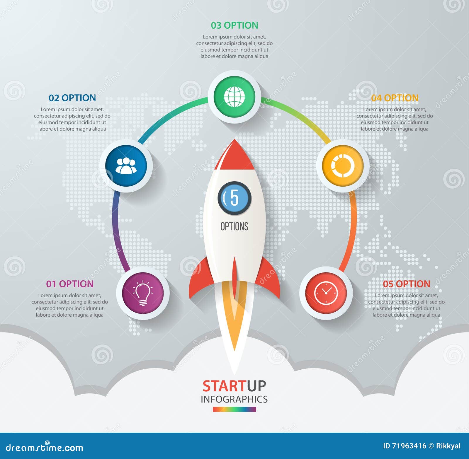 Startup Vector Circle Infographics with Rocket Launch Stock Vector ...