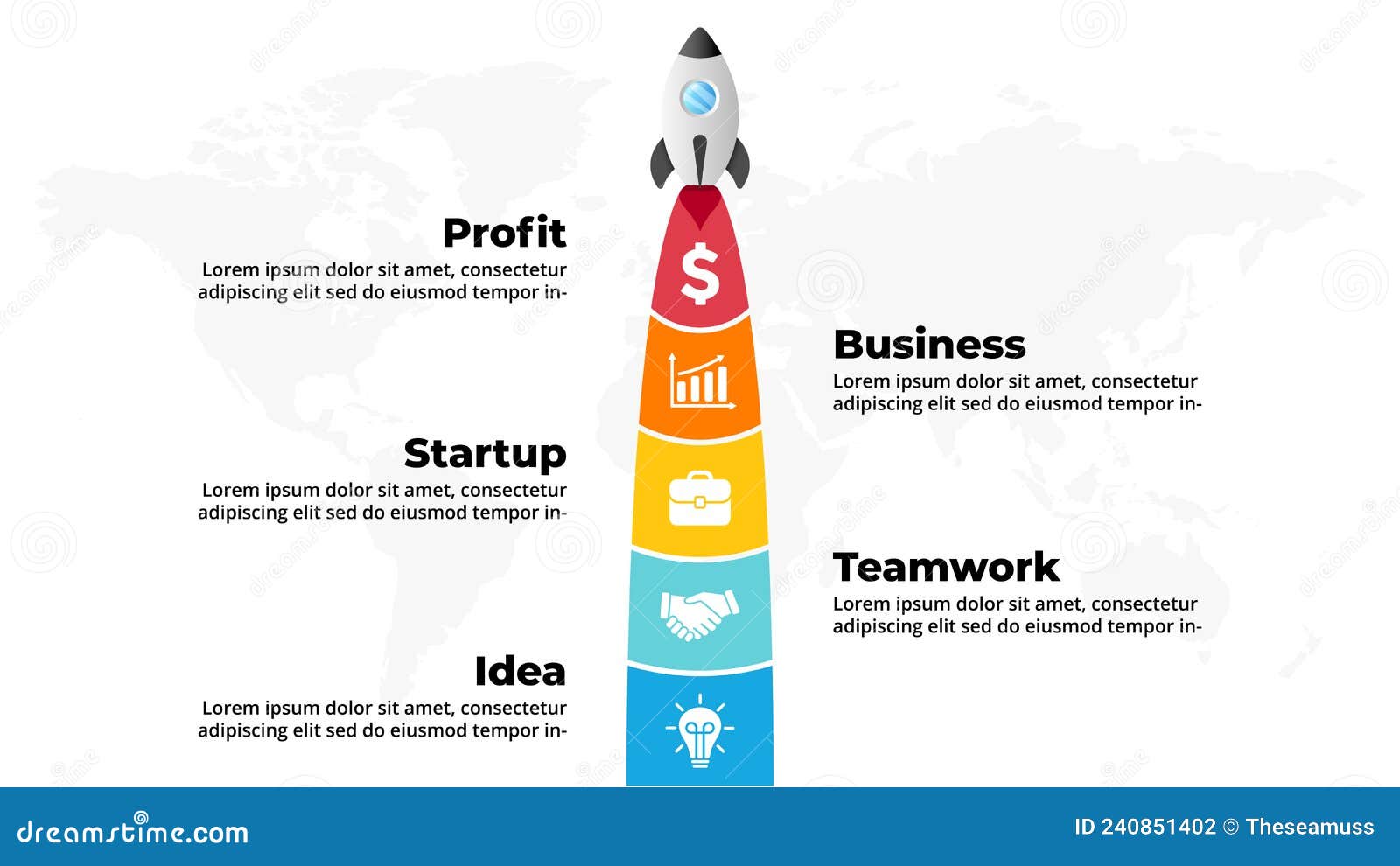 Startup Vector Infographic. Rocket Launch. Presentation Slide Template ...