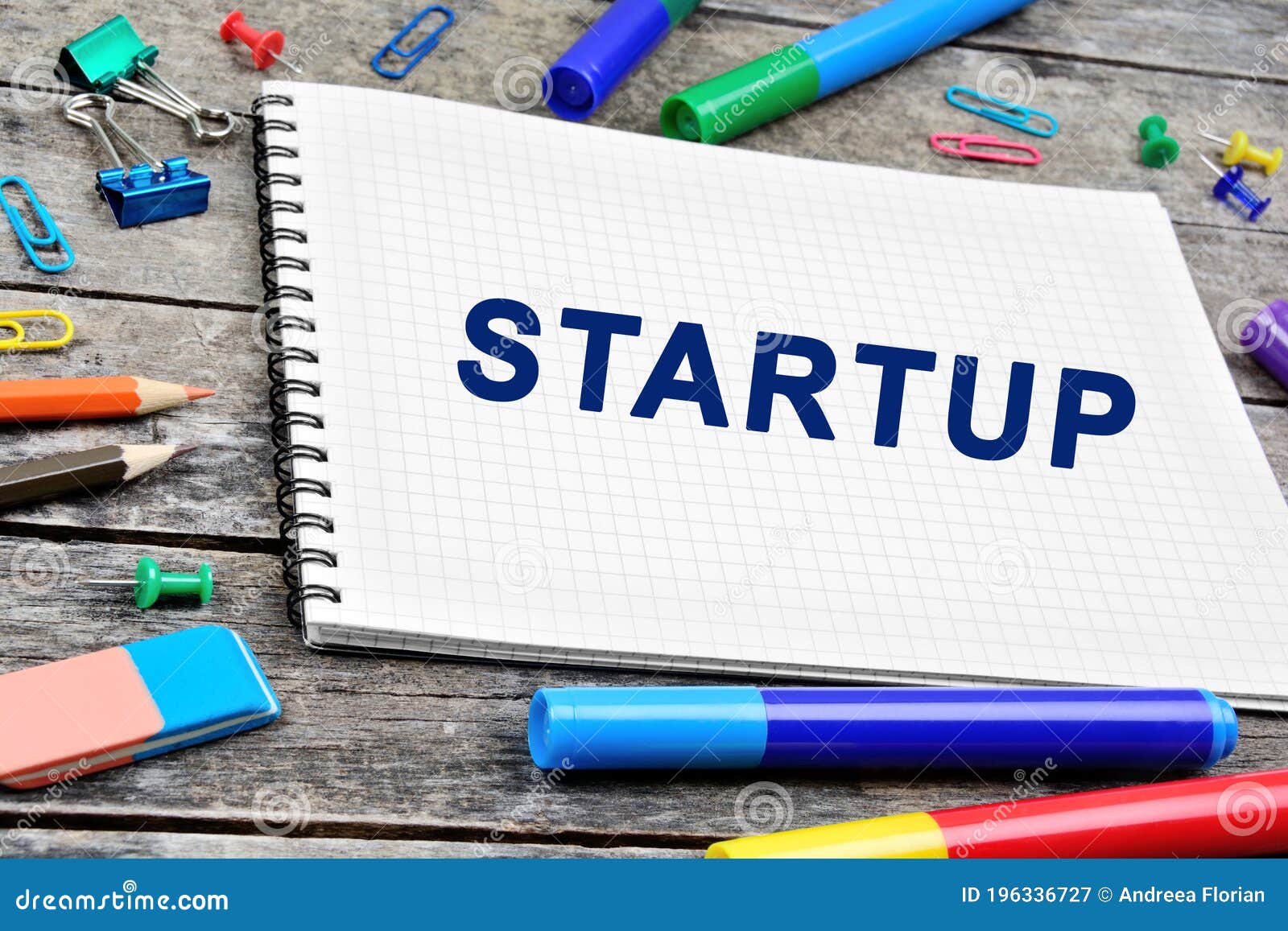 Startup word on notebook stock image. Image of notice - 196336727