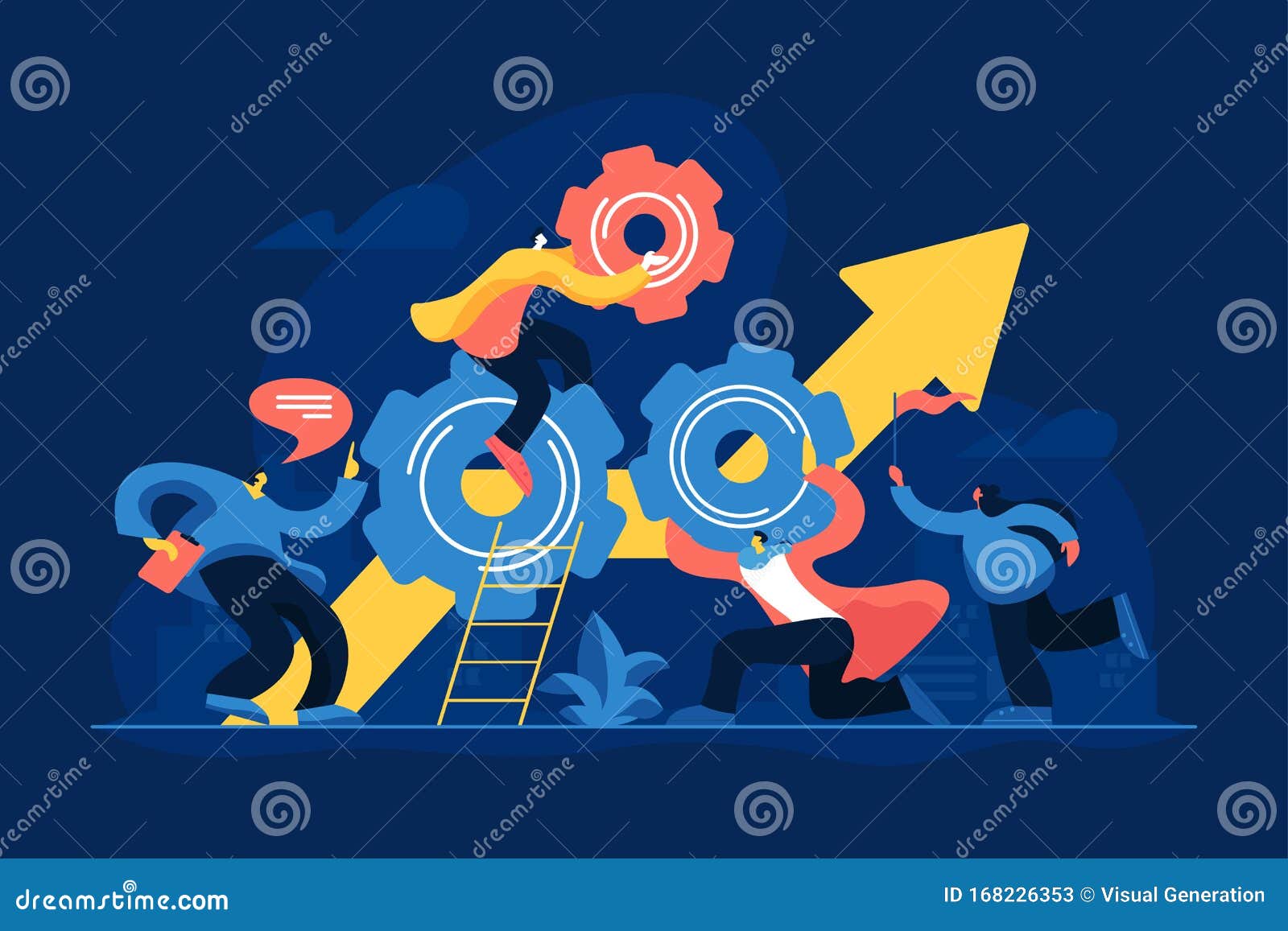 Teamwork Power Concept Vector Illustration Stock Vector - Illustration ...