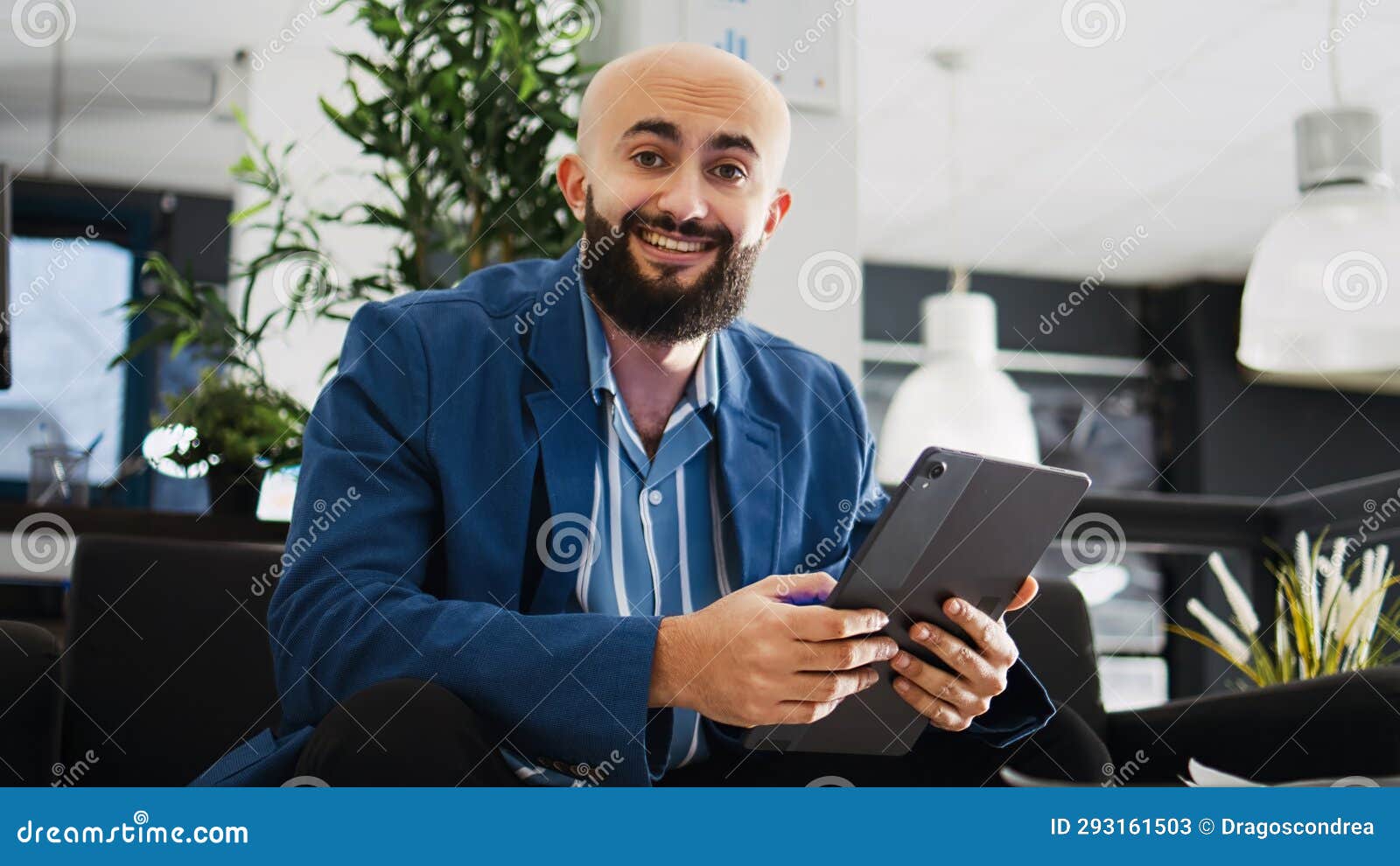 Startup Worker Using Tablet in Office Stock Image - Image of ...