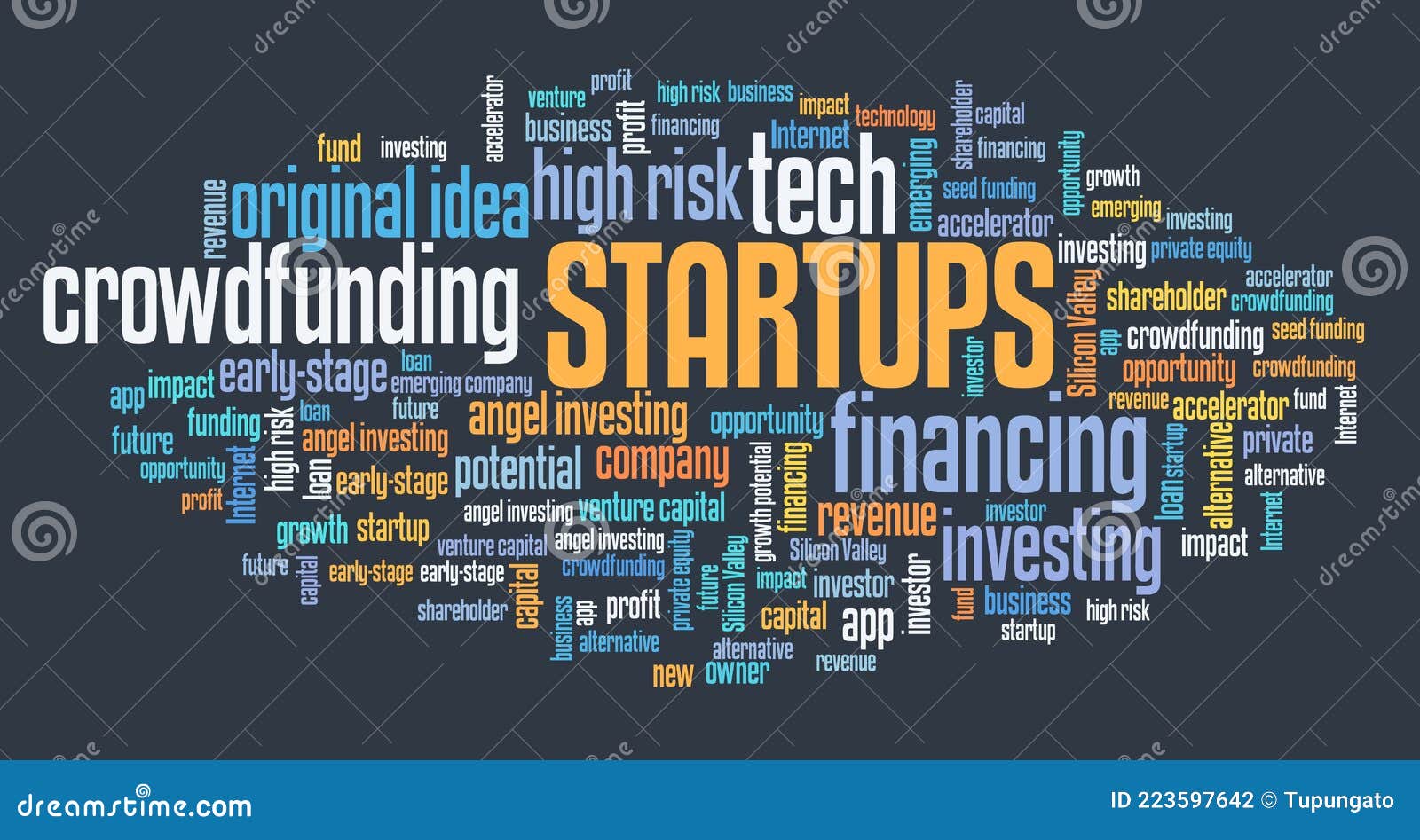 Startups text cloud stock illustration. Illustration of cloud - 223597642